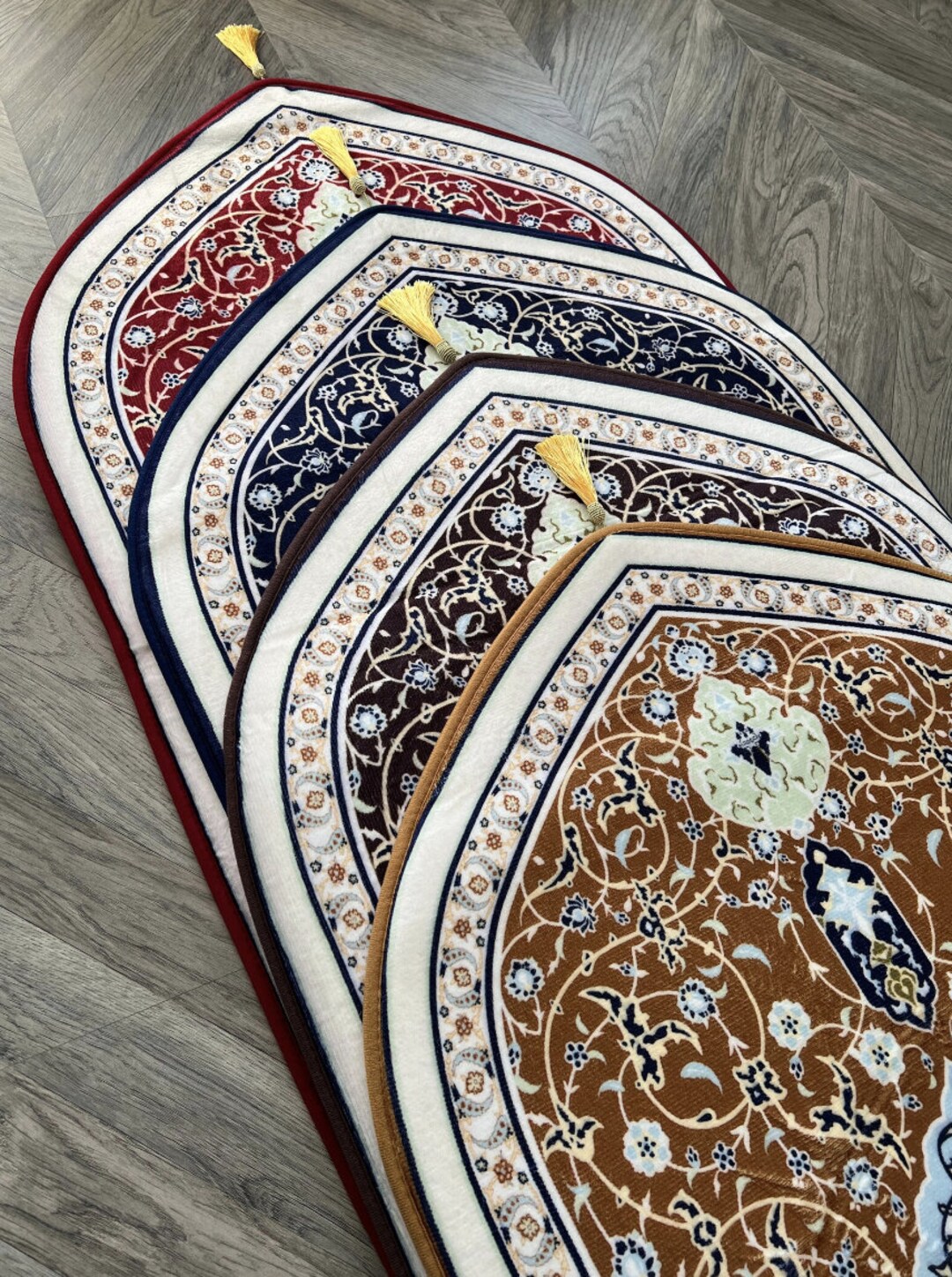 Premium Velvet Luxury Padded Thick Mussalah Salat Prayer Mat Rug Non ...