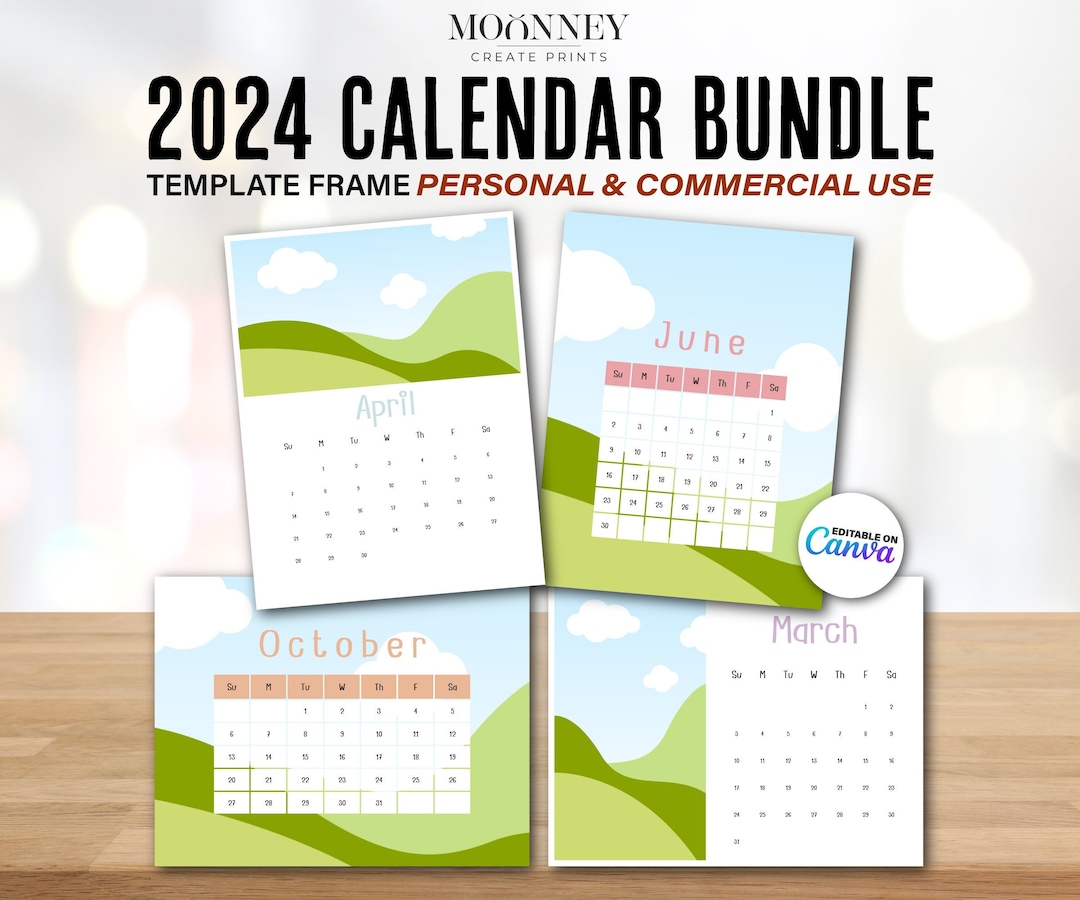 Editable 2024 Calendar Template Customizable Canva Frame - Etsy Australia
