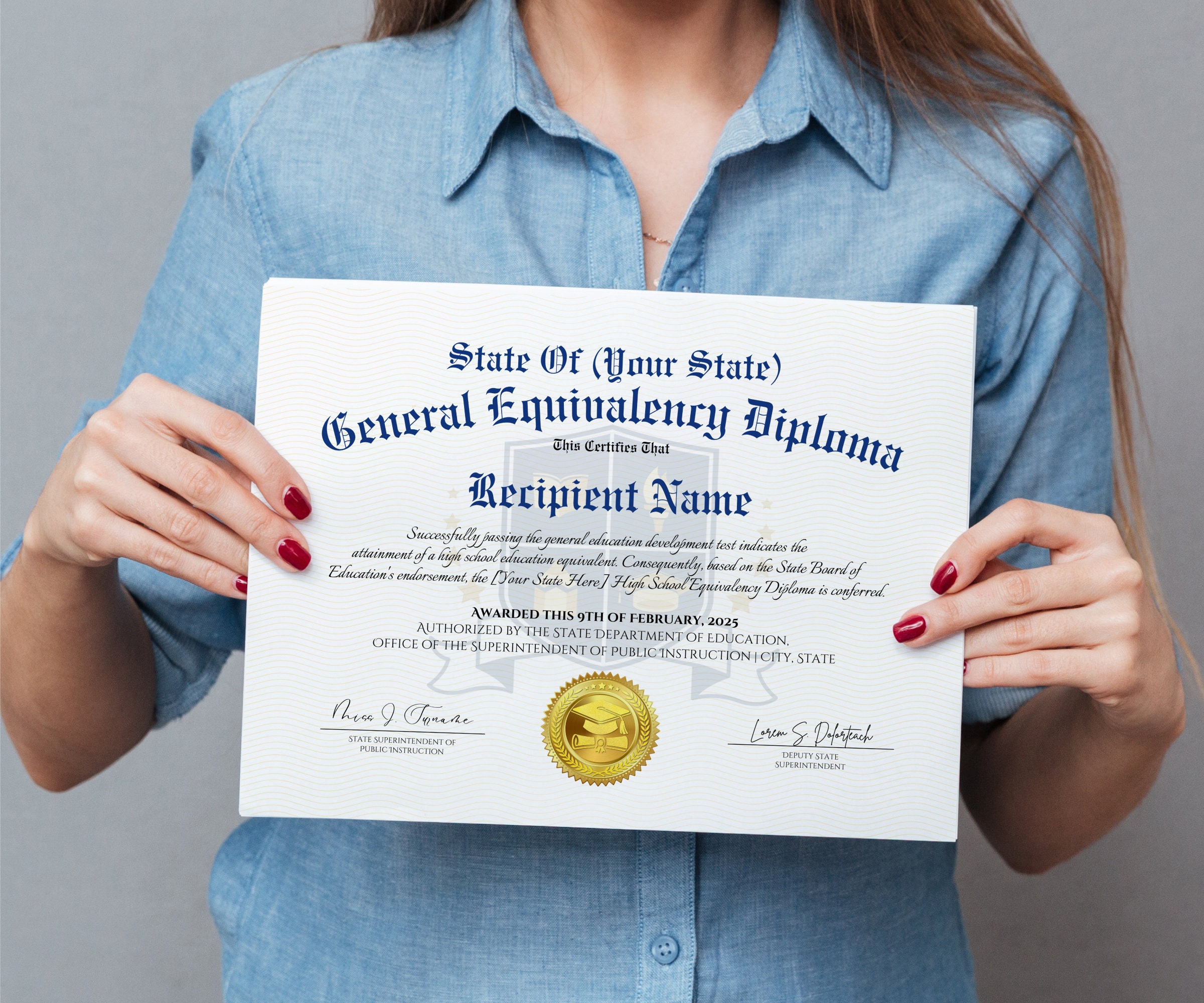 Custom Diploma, Editable Diploma, Ged Diploma, High School, Ged ...