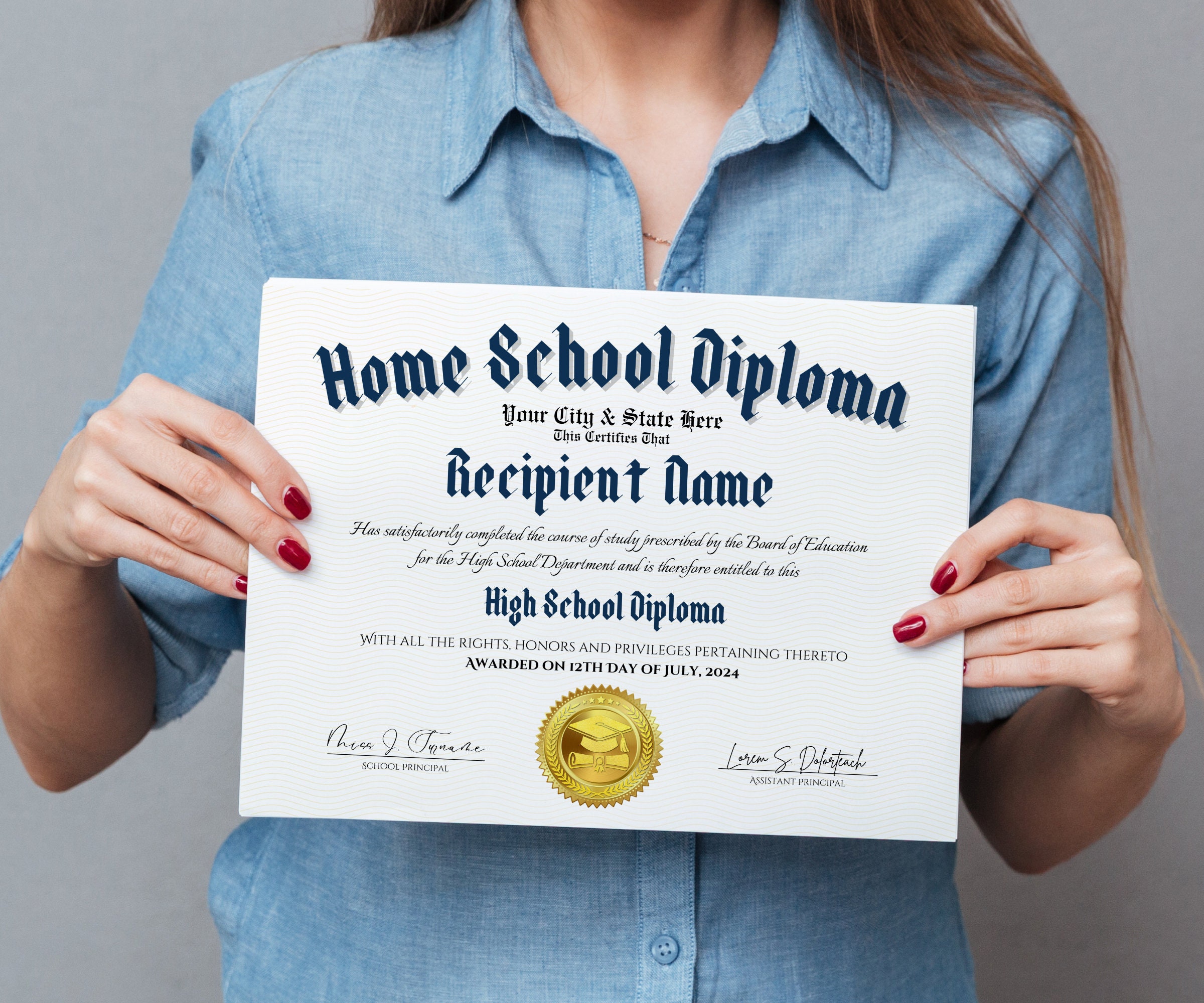 Home School Diploma, High School Diploma, Editable Template on Canva ...