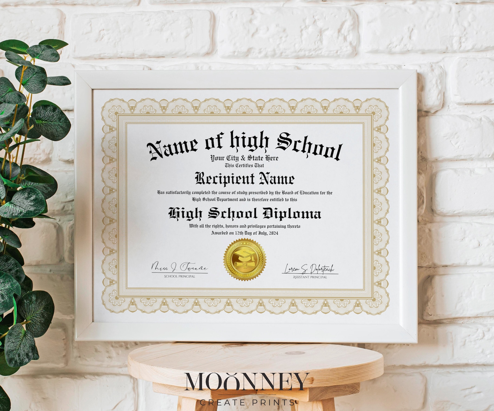 Editable High School Diploma With Gold Seal, Home School Diploma ...