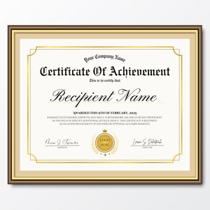 Editable Certificate Template: Gold Border Award (PDF) - Etsy