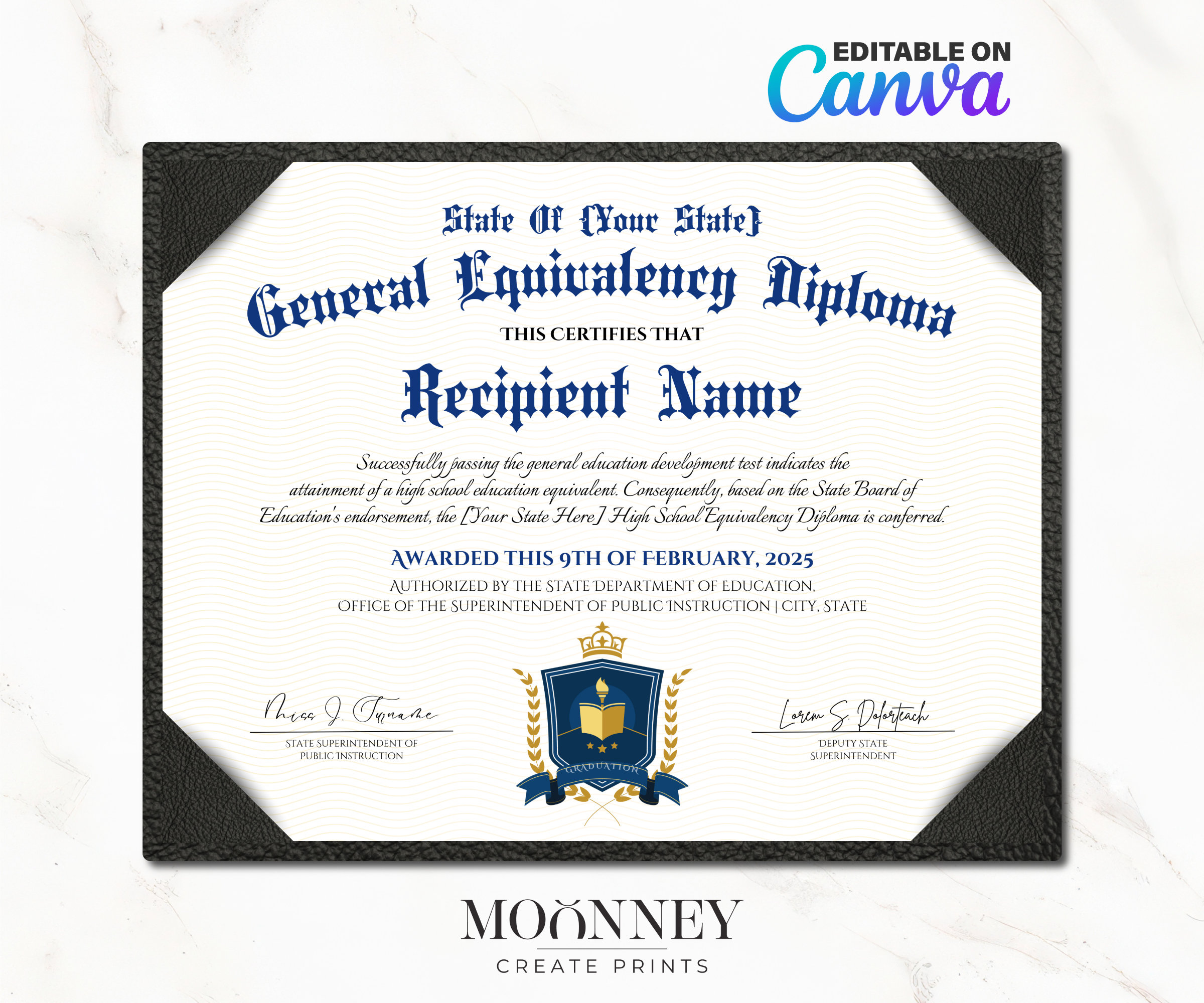 Ged Diploma, Custom Diploma, Editable Diploma, High School, Ged Certificate, Printable ...