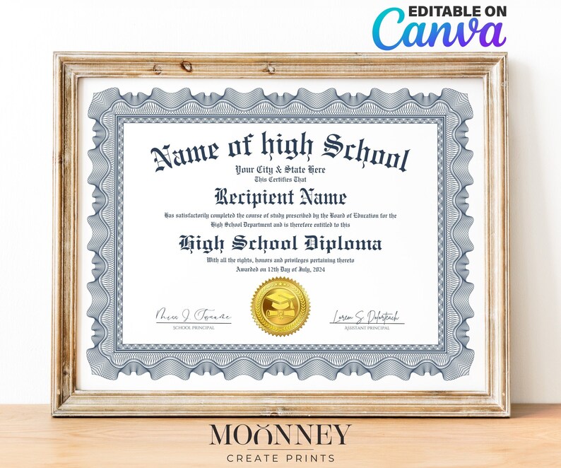 Editable High School Diploma, Home School Diploma, Editable Template on ...