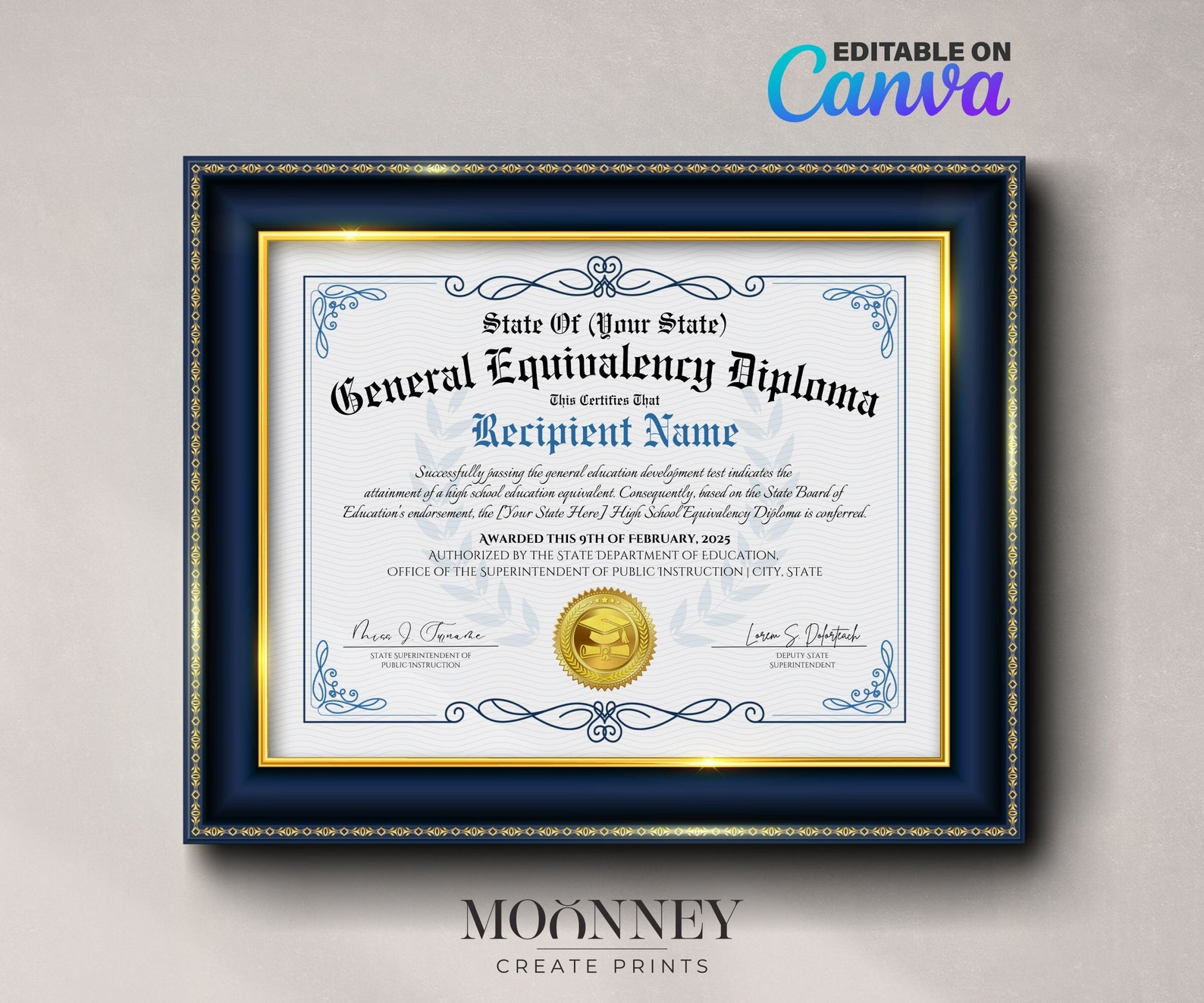 Custom Diploma, Editable Diploma, Ged Diploma, High School, Ged ...