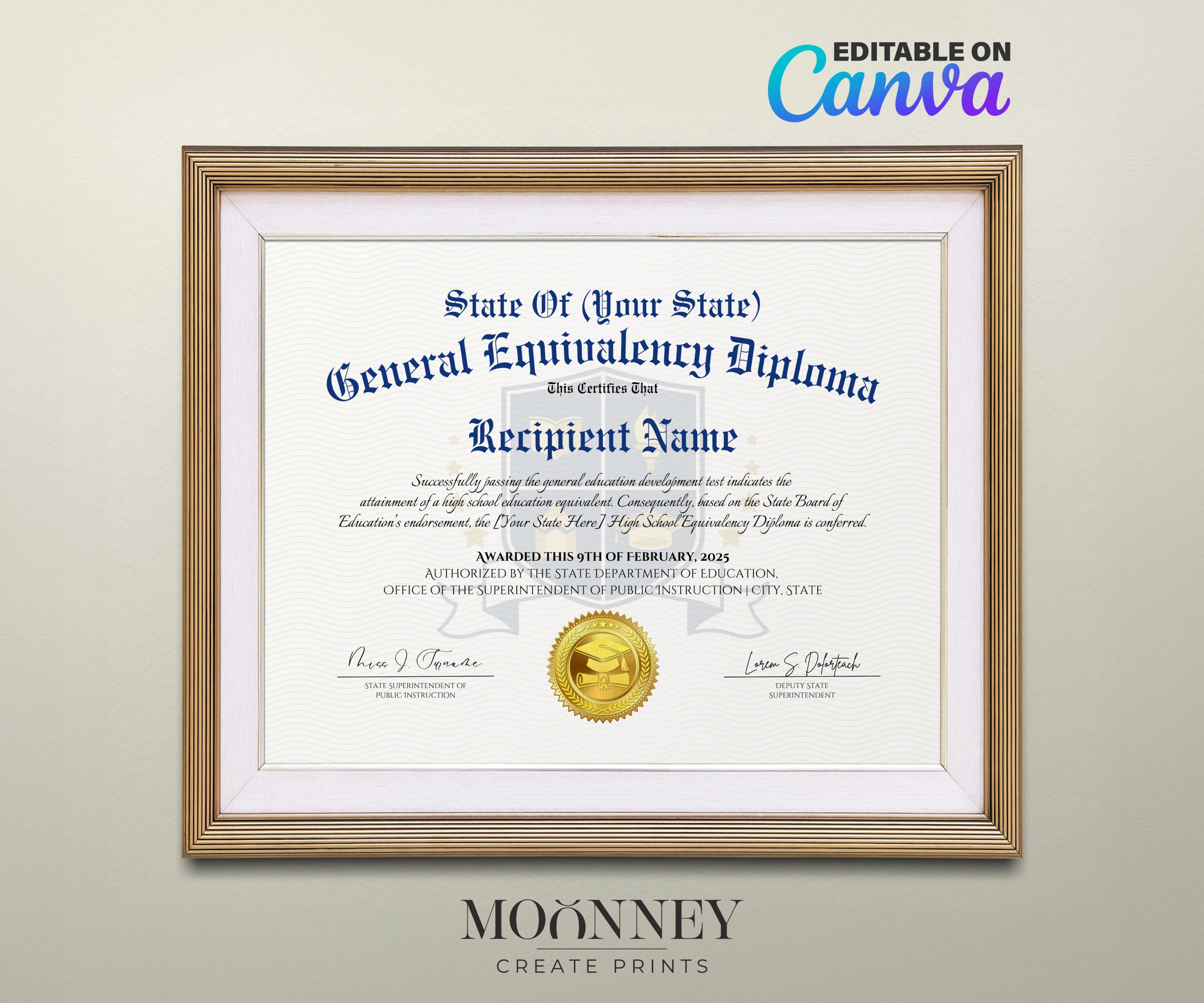 Custom Diploma, Editable Diploma, Ged Diploma, High School, Ged ...