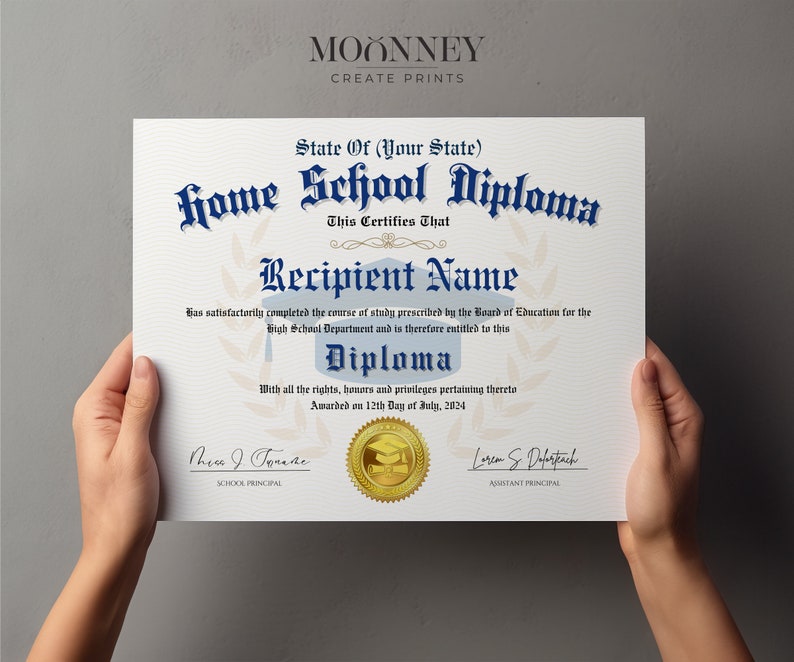 Home School Diploma, High School Diploma, Editable Template on Canva ...