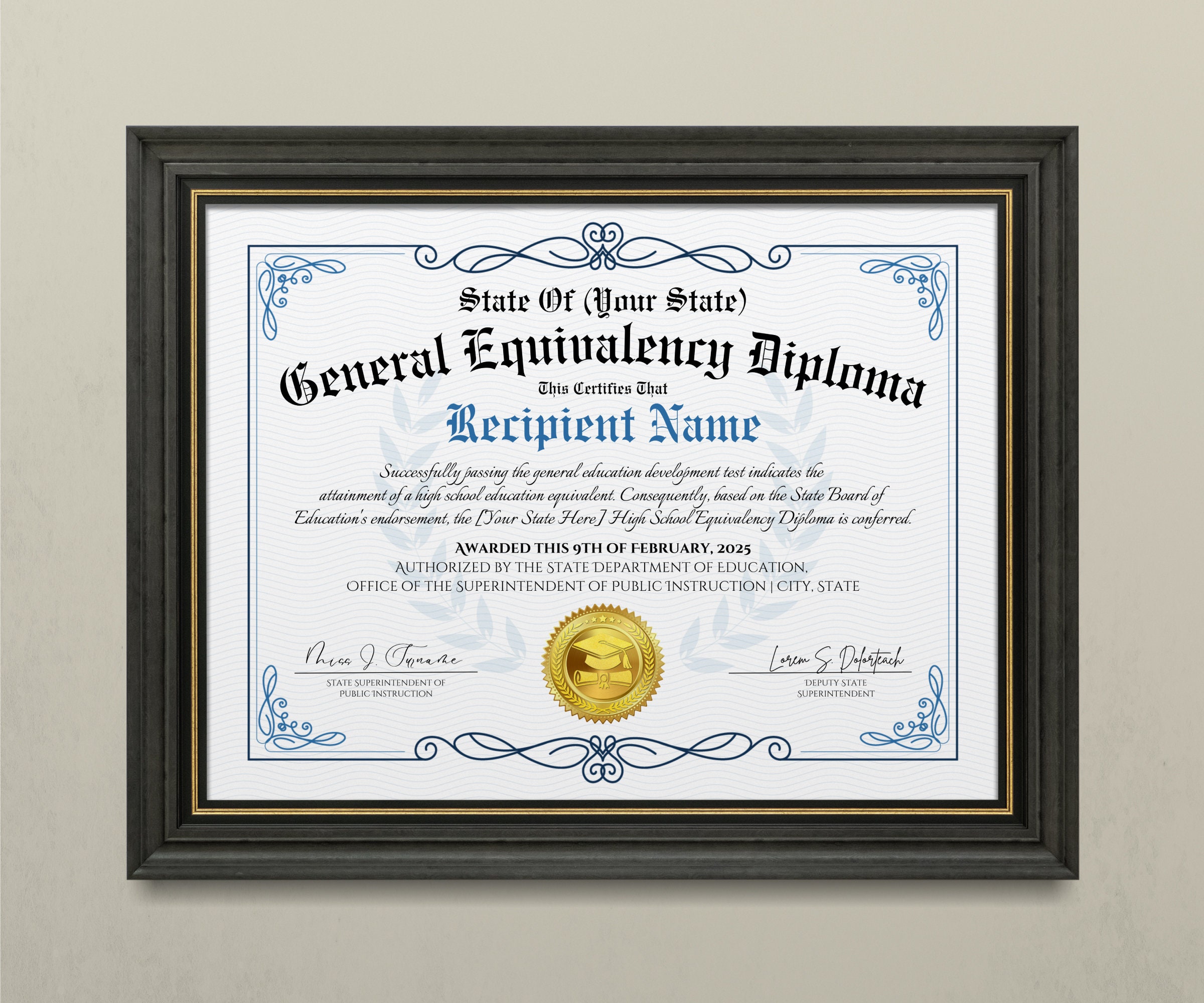 Custom Diploma, Editable Diploma, Ged Diploma, High School, Ged ...