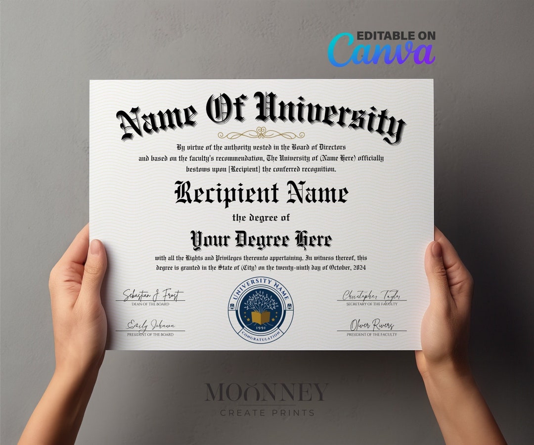 University Diploma, College Diploma, College Degree Template, Editable ...