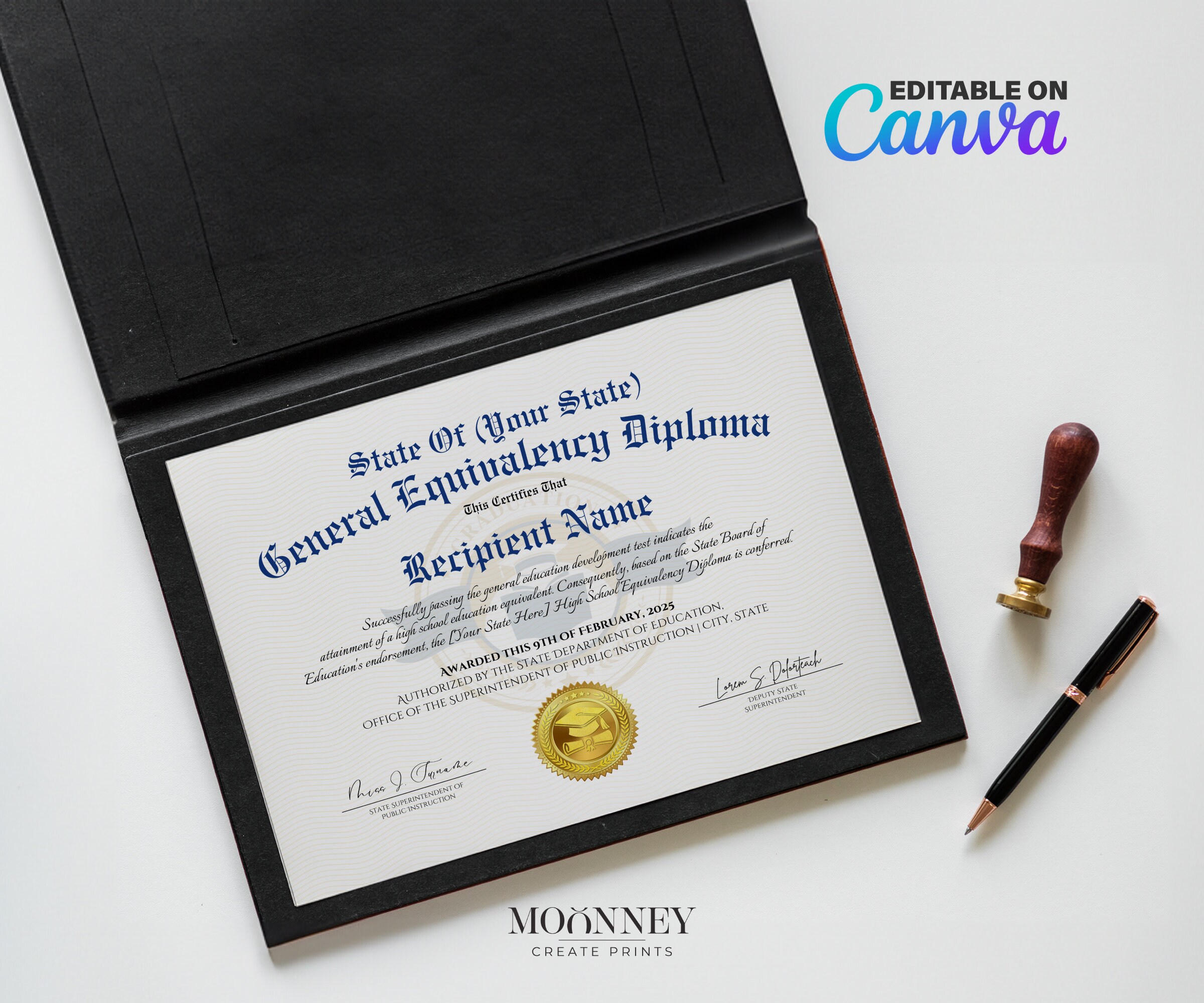 Custom Diploma, Editable Diploma, Ged Diploma, High School, Ged ...