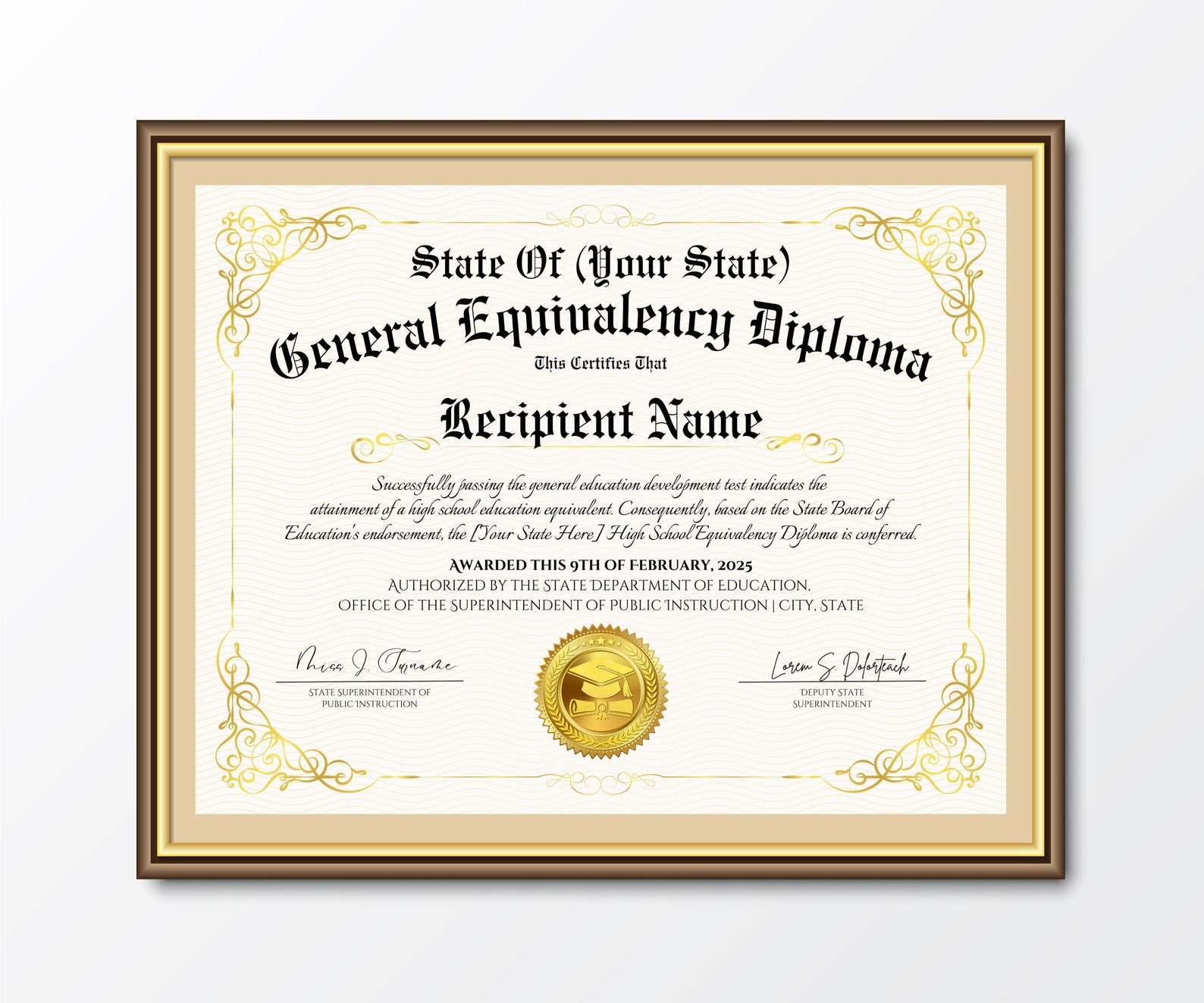 Custom Diploma, Editable Diploma, Ged Diploma, High School, Ged ...