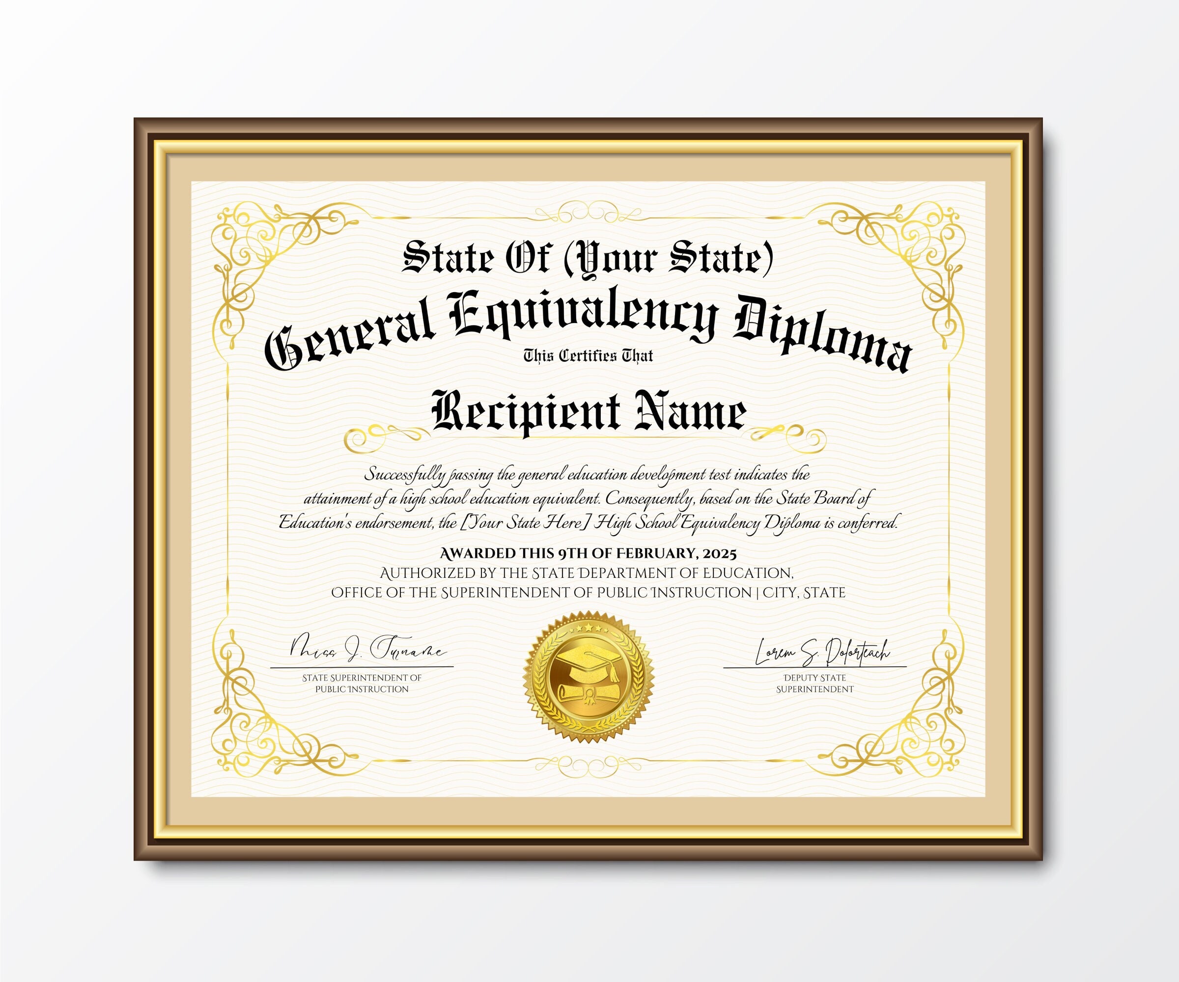 Custom Diploma, Editable Diploma, Ged Diploma, High School, Ged Certificate, Printable ...