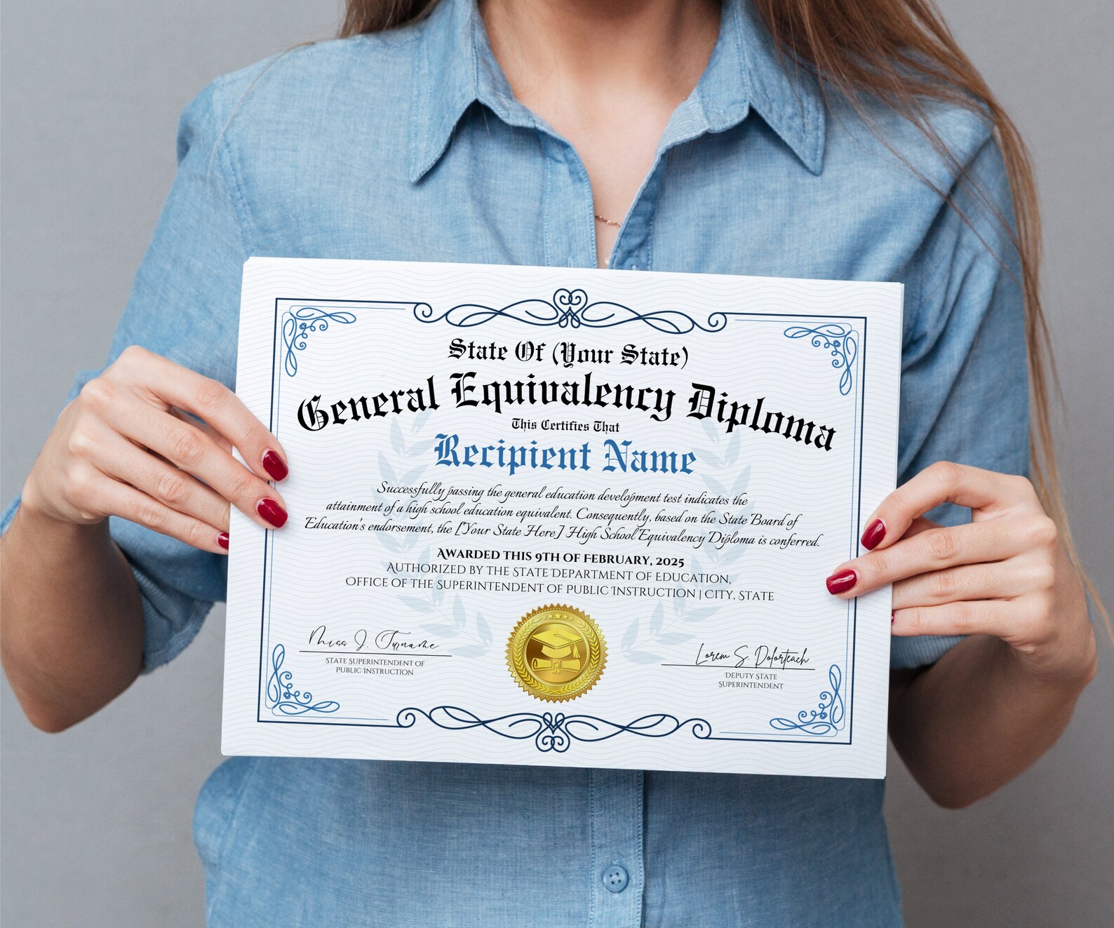 Custom Diploma, Editable Diploma, Ged Diploma, High School, Ged ...