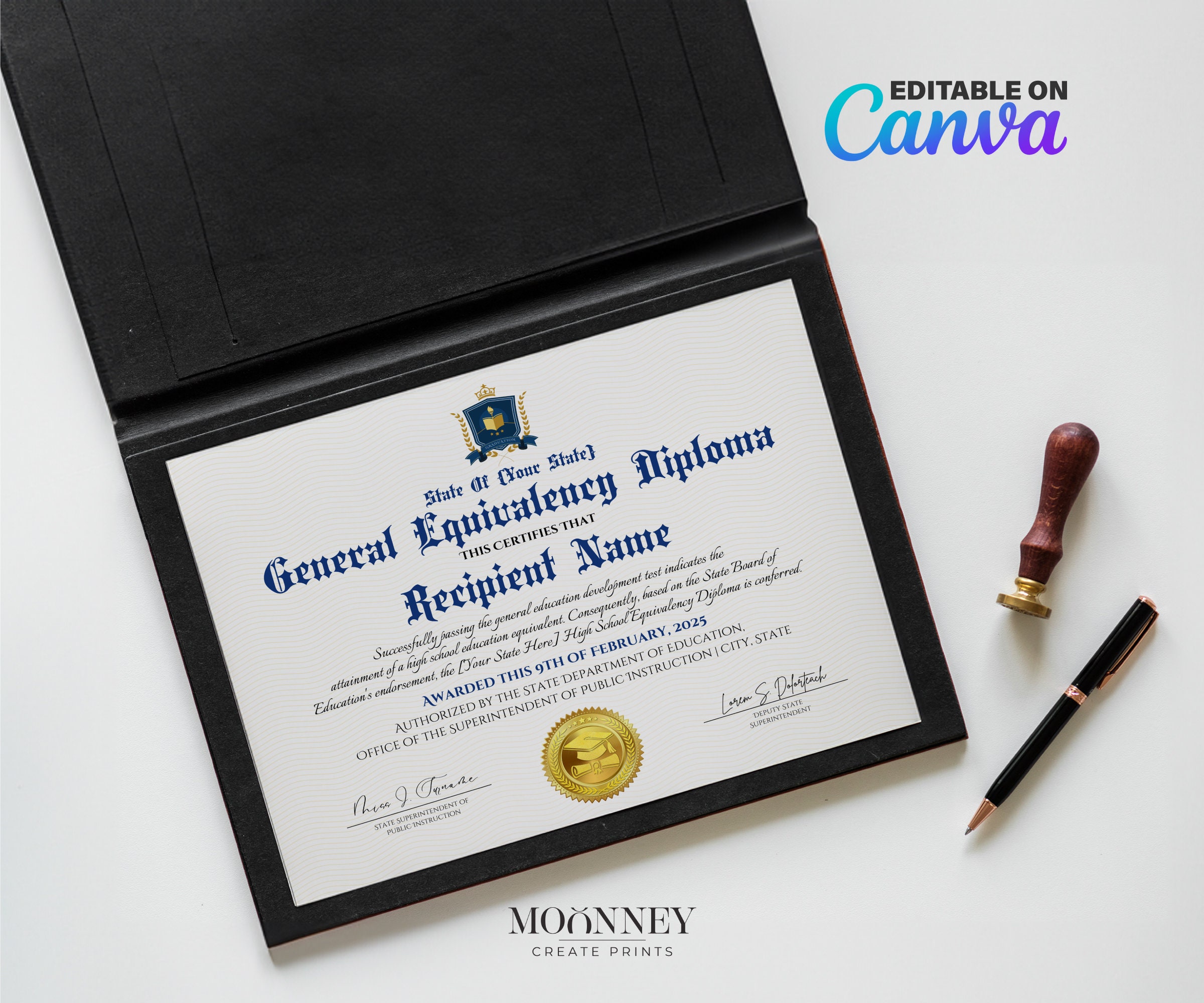 Ged Diploma, Custom Diploma, Editable Diploma, High School, Ged ...