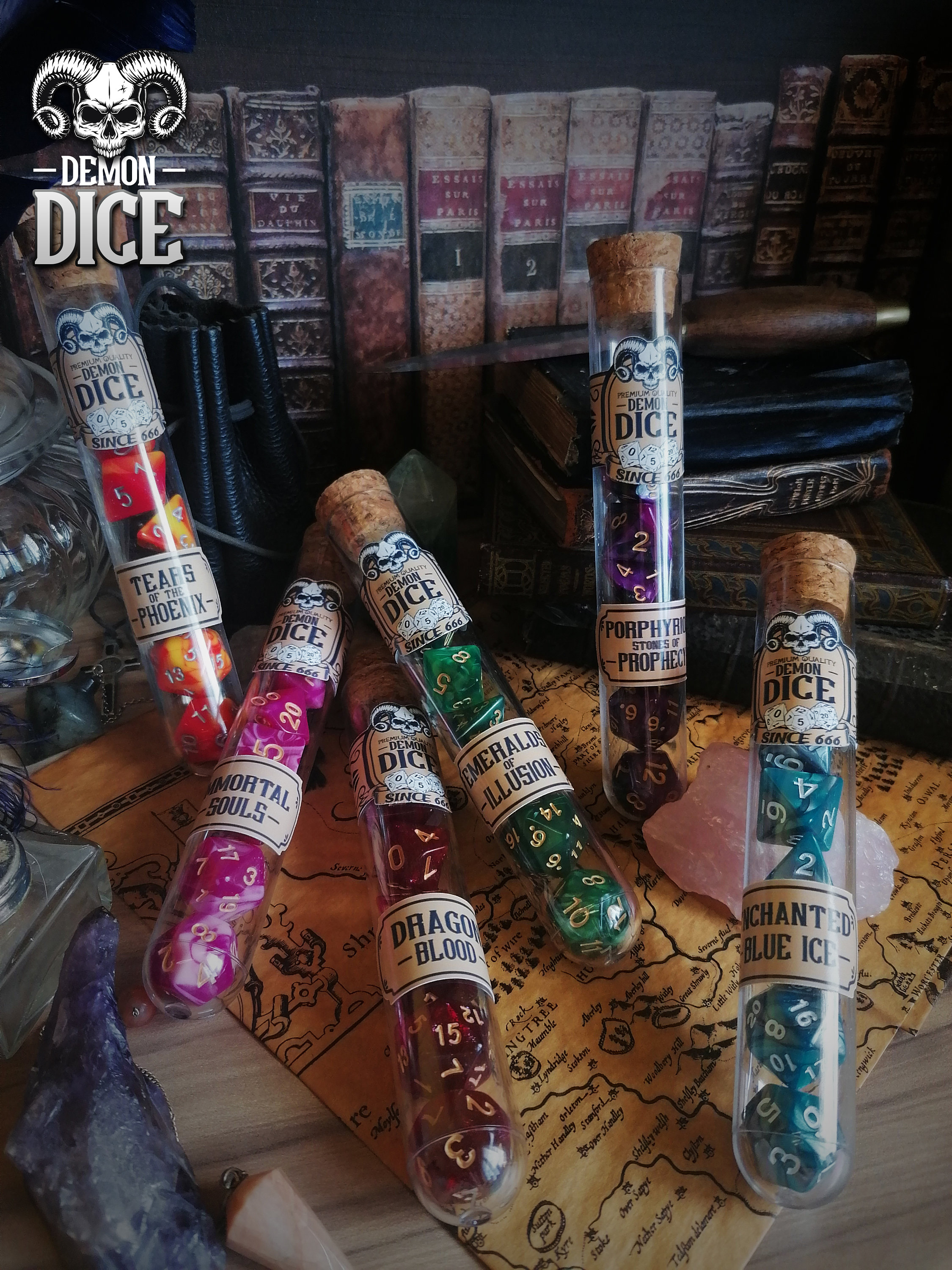 Dnd Demon Dice Vial, Full Set Dnd Dice 7 Piece Dragons' Blood - Etsy UK