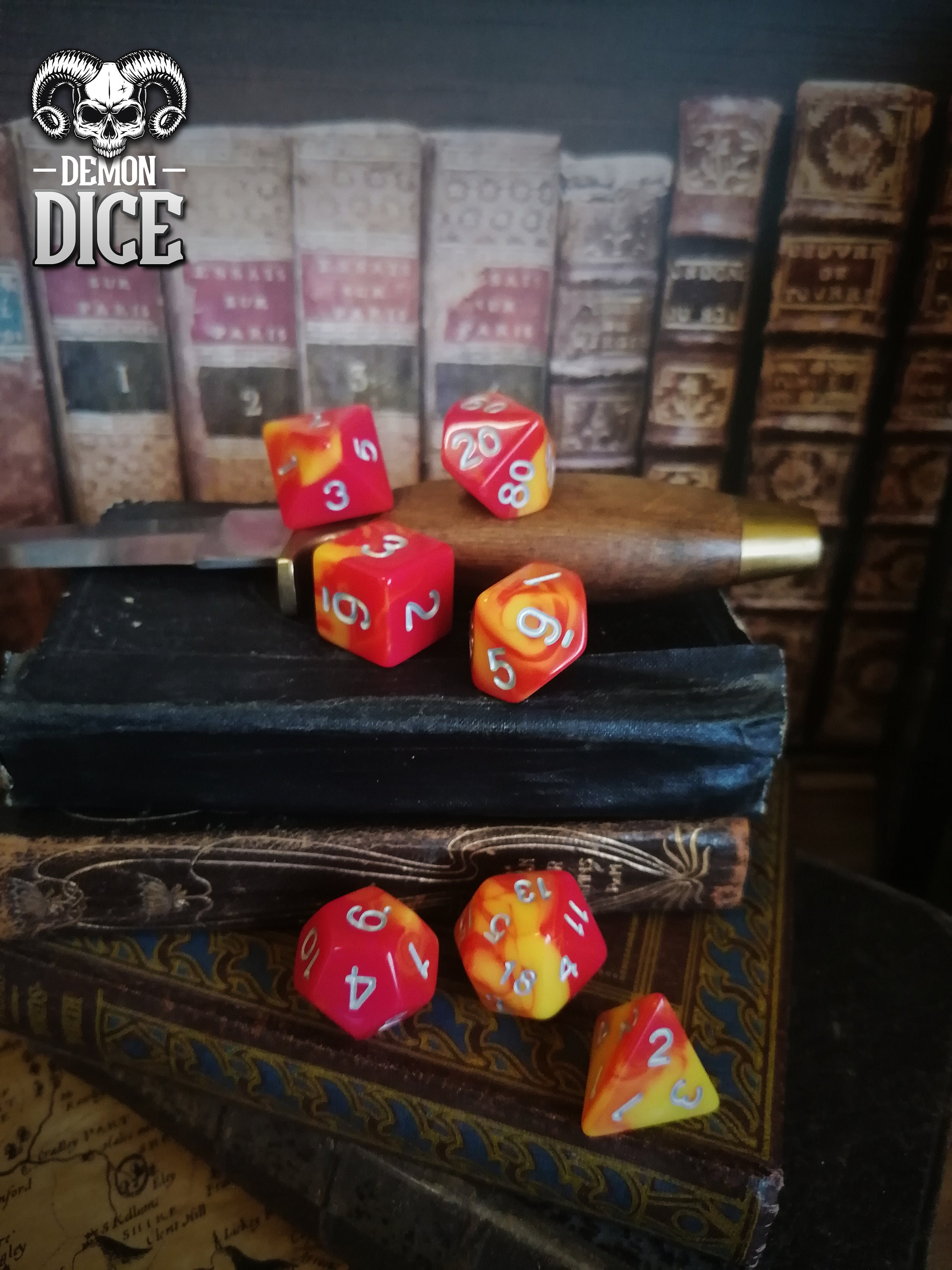 Tears of the Phoenix Dnd Demon Dice Vial, Full Set Dnd Dice 7 Piece ...