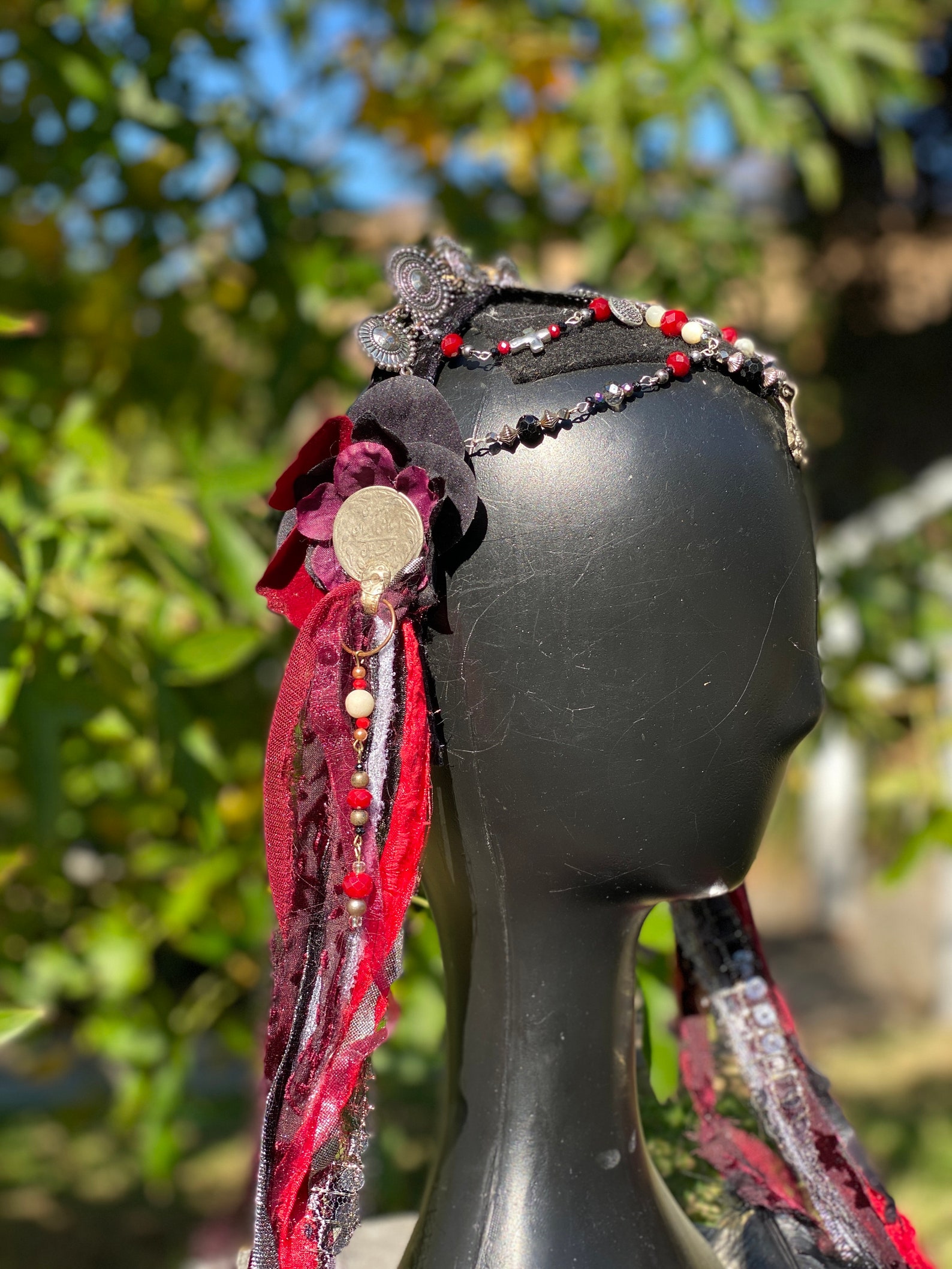 Dramatic Red and Black Headdress - Etsy