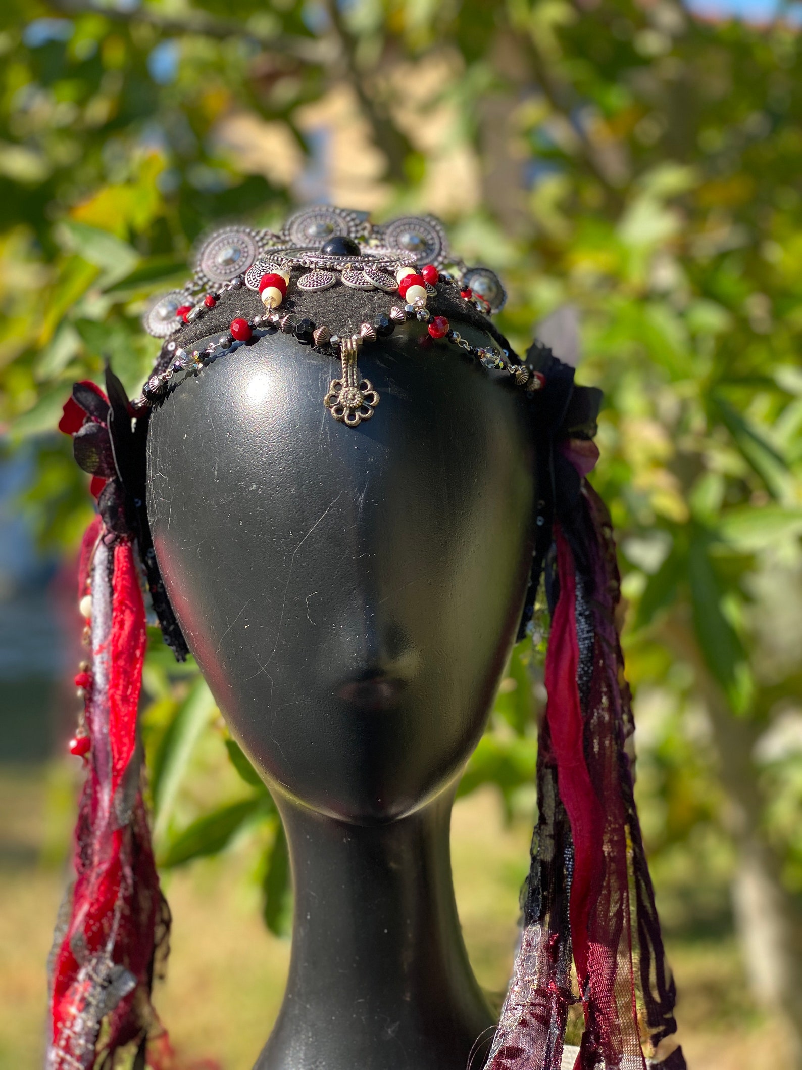 Dramatic Red and Black Headdress - Etsy
