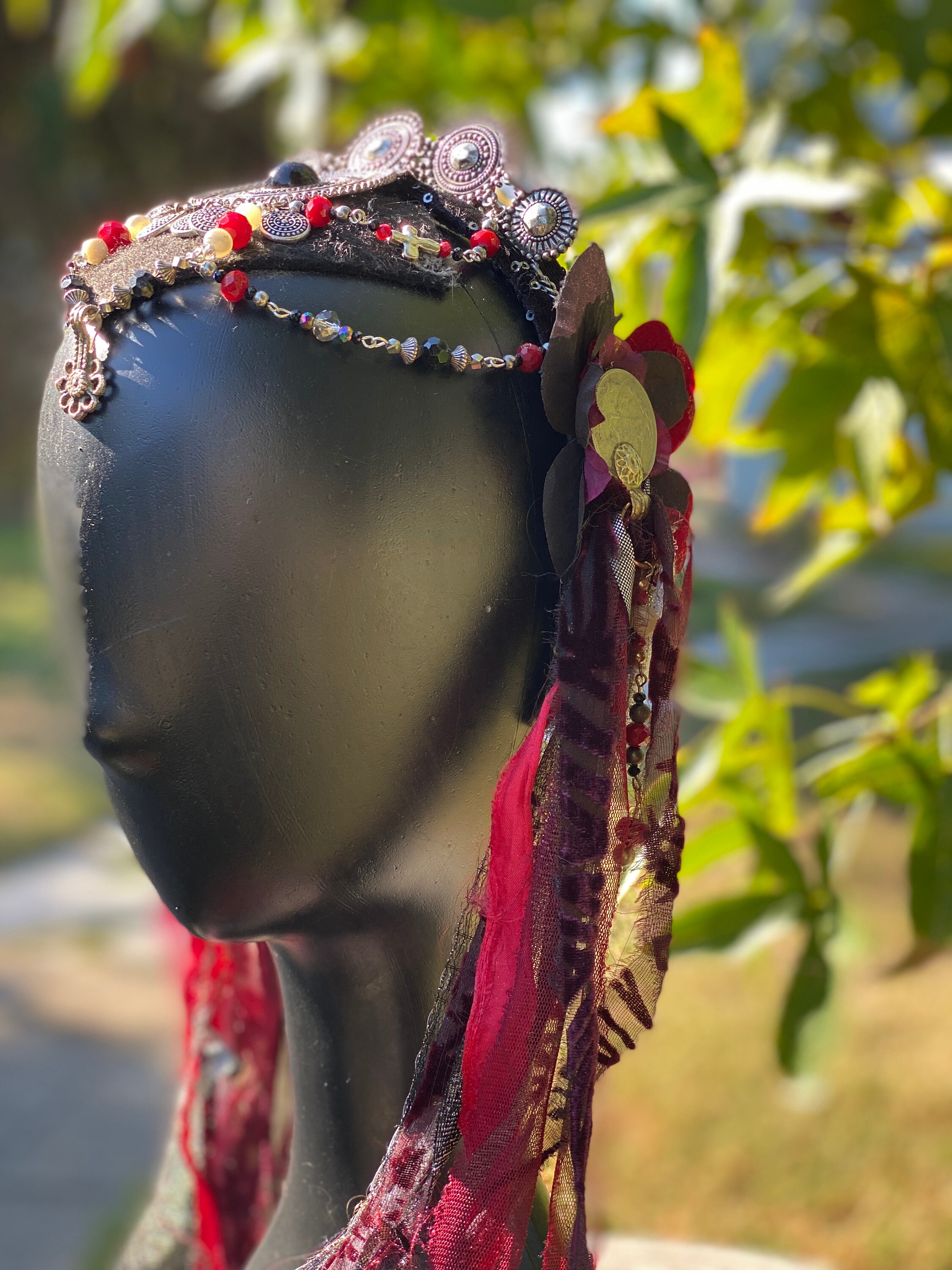 Dramatic Red and Black Headdress - Etsy