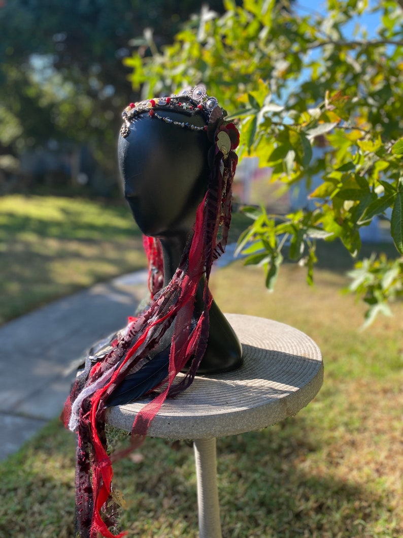 Dramatic Red and Black Headdress - Etsy