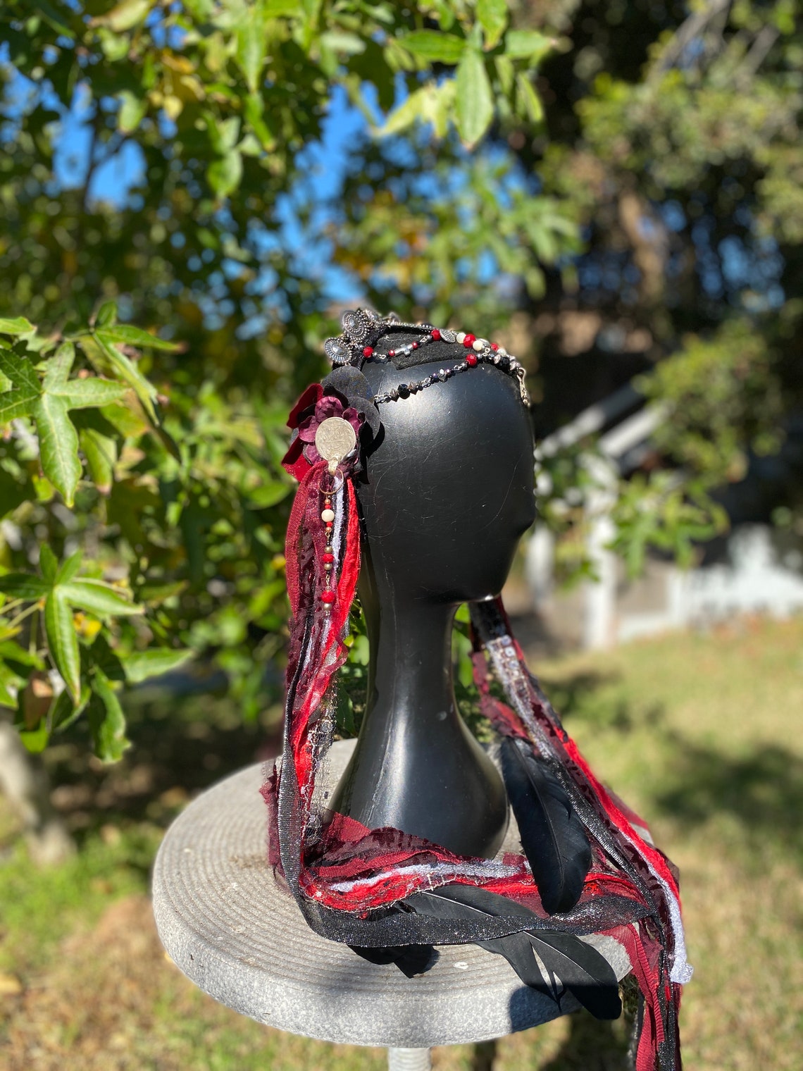 Dramatic Red and Black Headdress - Etsy