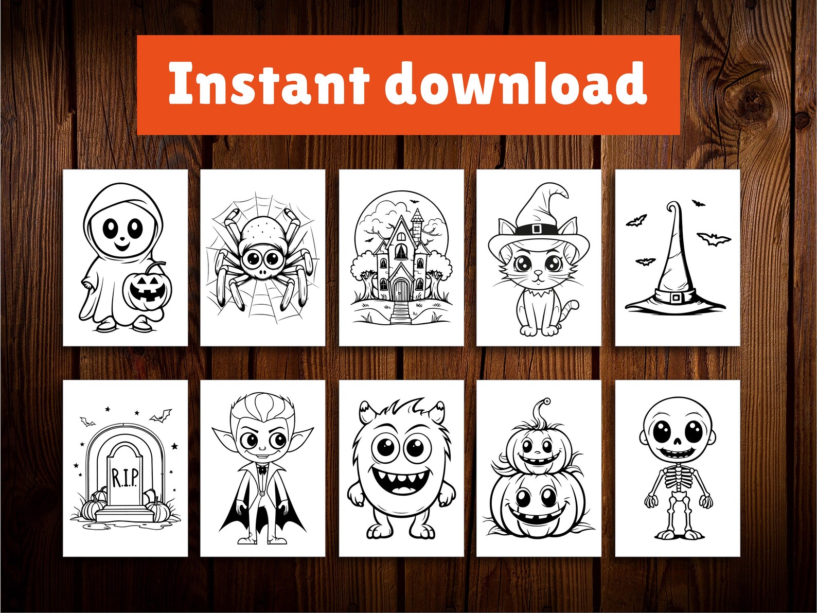 Easy Halloween Coloring Pages for Kids Toddlers Preschoolers Coloring ...