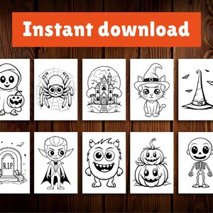 Easy Halloween Coloring Pages for Kids Toddlers Preschoolers Coloring ...