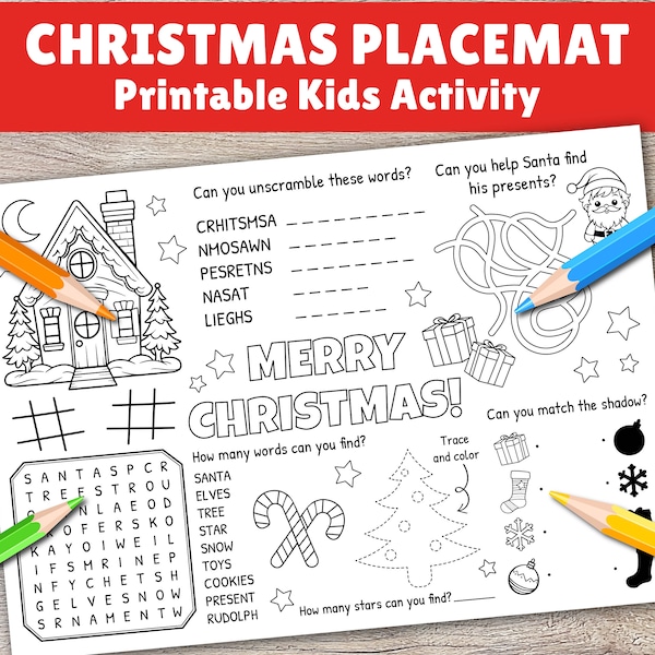 Christmas Placemat Coloring - Etsy