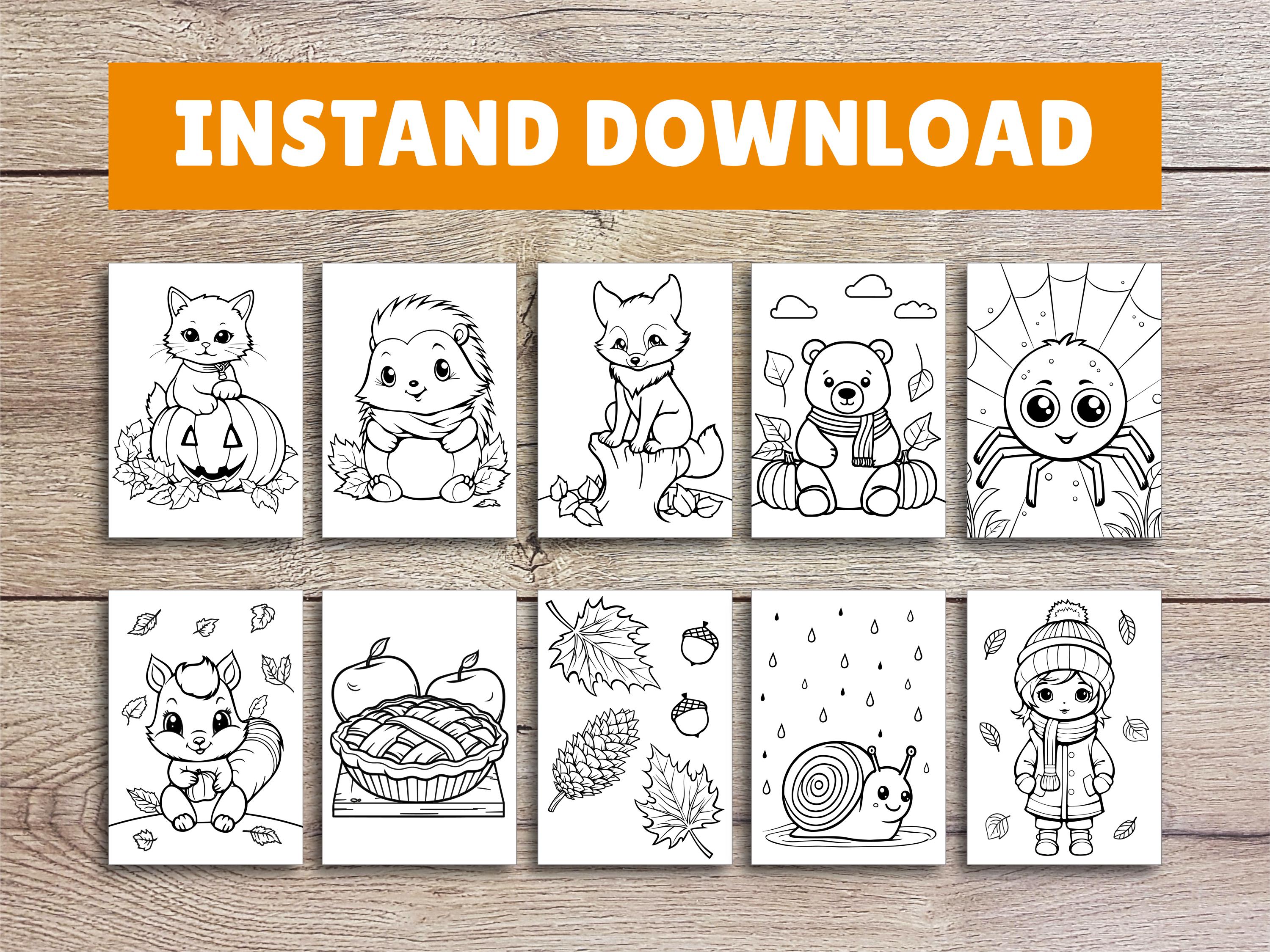 Fall Autumn Coloring Pages for Kids, Toddlers, Preschoolers Toddlers ...