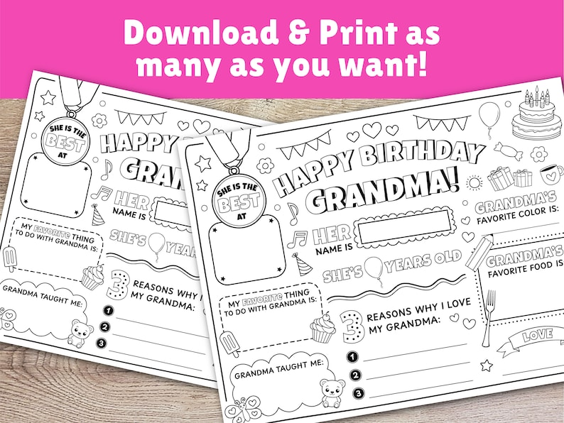 Happy Birthday Grandma Coloring Page Printable All About Grandma ...