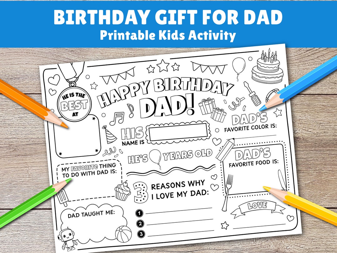 Happy Birthday Dad Coloring Page Printable All About Dad Fill in ...