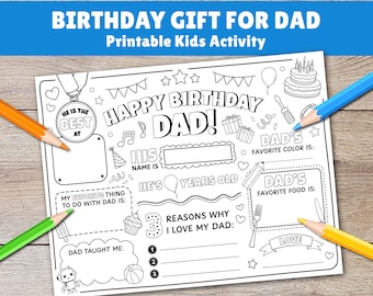 Happy Birthday Dad Coloring Page Happy Birthday Dad Placemat Activity ...