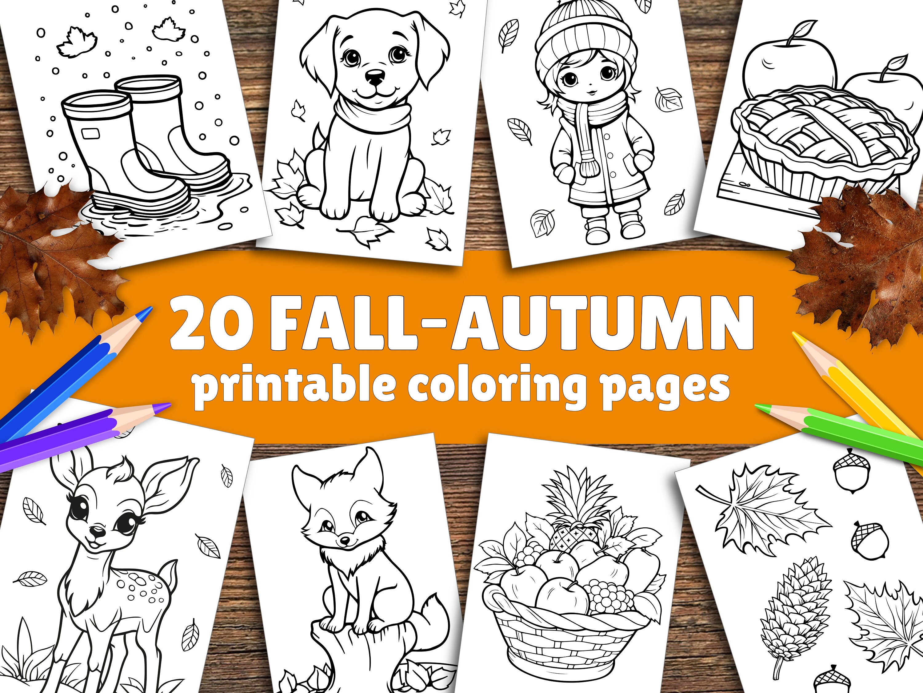 Fall Autumn Coloring Pages for Kids, Toddlers, Preschoolers Toddlers ...