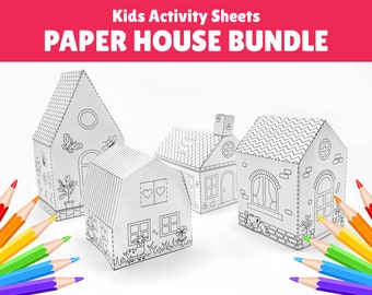 Paper Houses Printable Activity Sheets, Instant Download, Colour, Cut ...