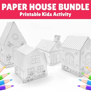 Paper Houses Printable Activity Sheets, Paper Craft Kit, Coloring House ...