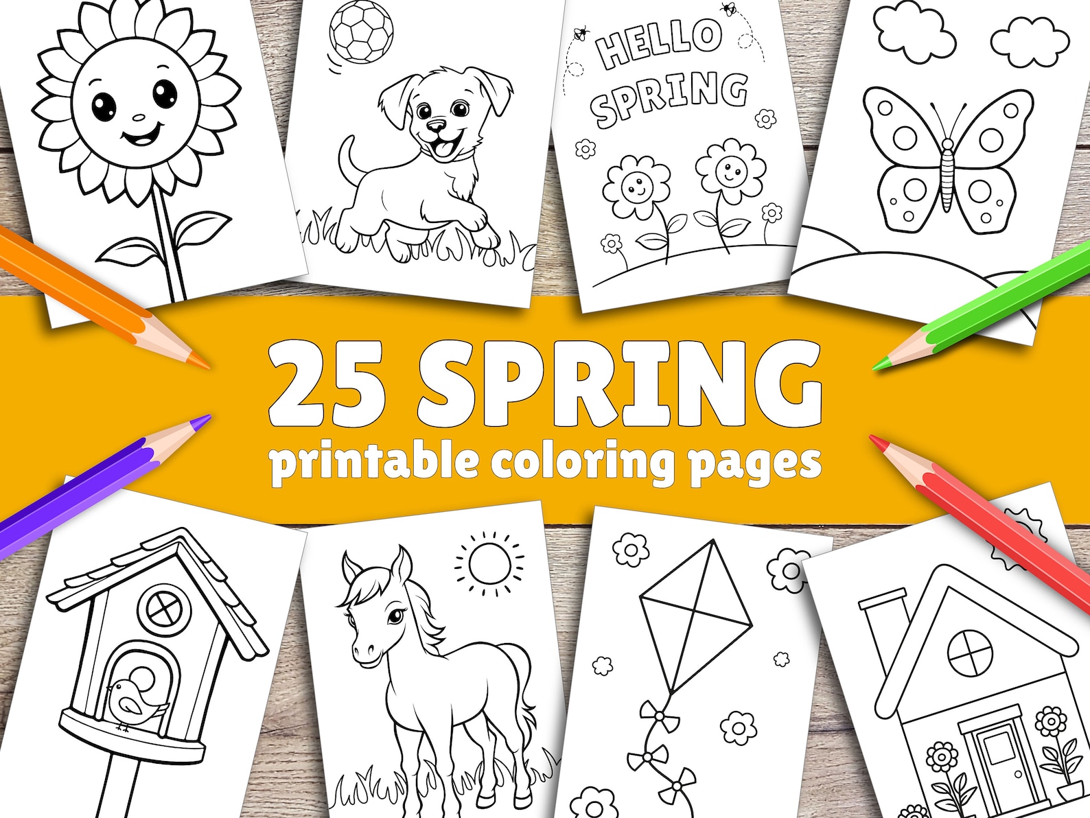 Spring Easy Coloring Pages for Kids, Toddlers, Preschoolers Toddlers ...