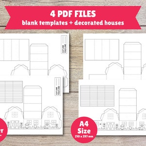 Paper Houses Printable Activity Sheets, Paper Craft Kit, Coloring House ...