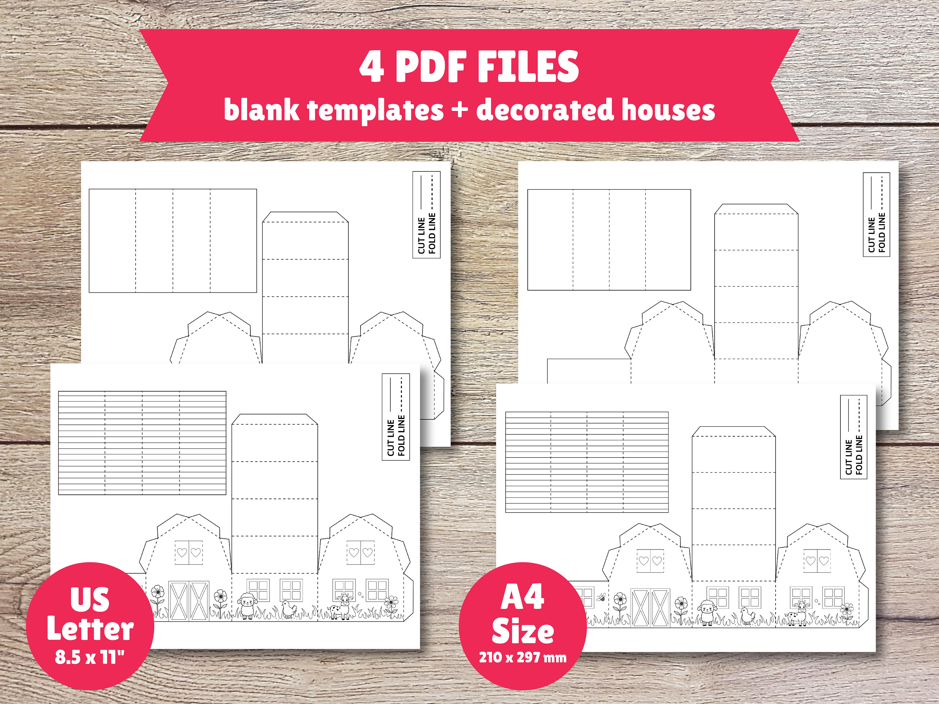 Paper Houses Printable Activity Sheets, Paper Craft Kit, Coloring House ...