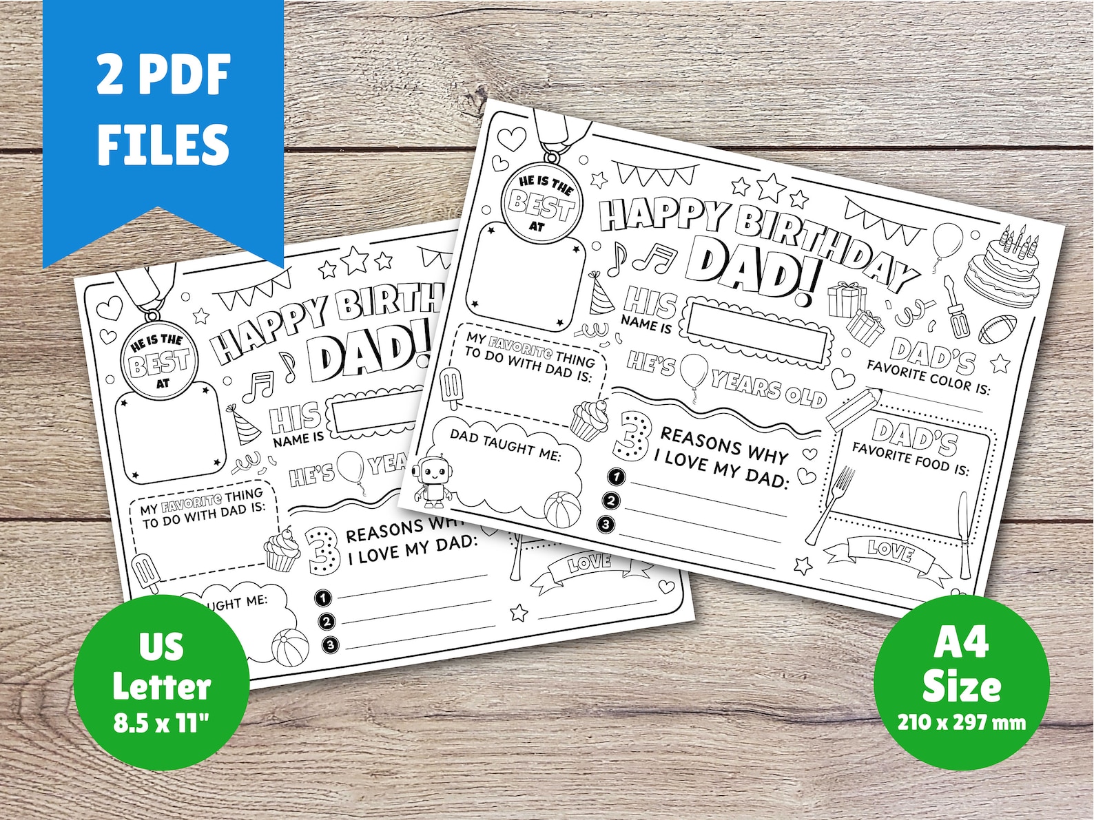 Happy Birthday Dad Coloring Page Printable All About Dad Fill in ...