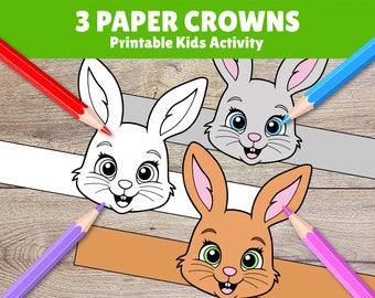 Bunny Paper Crown Printable - Etsy