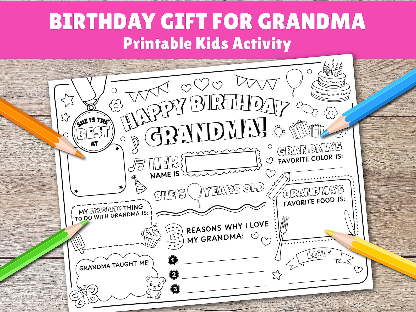 Happy Birthday Grandma Coloring Page Printable All About Grandma ...
