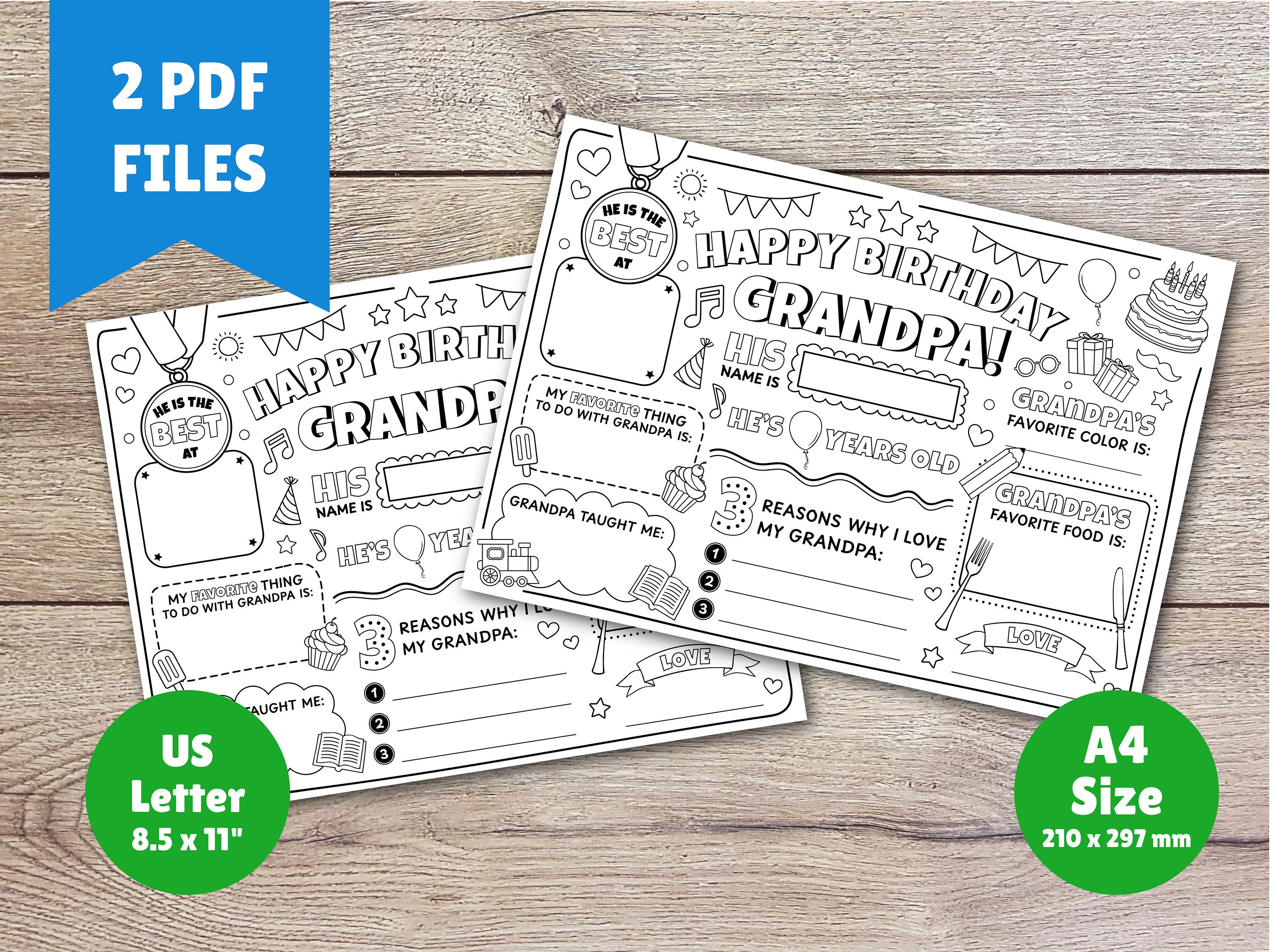 Happy Birthday Grandpa Coloring Page Printable All About Grandpa Fill ...
