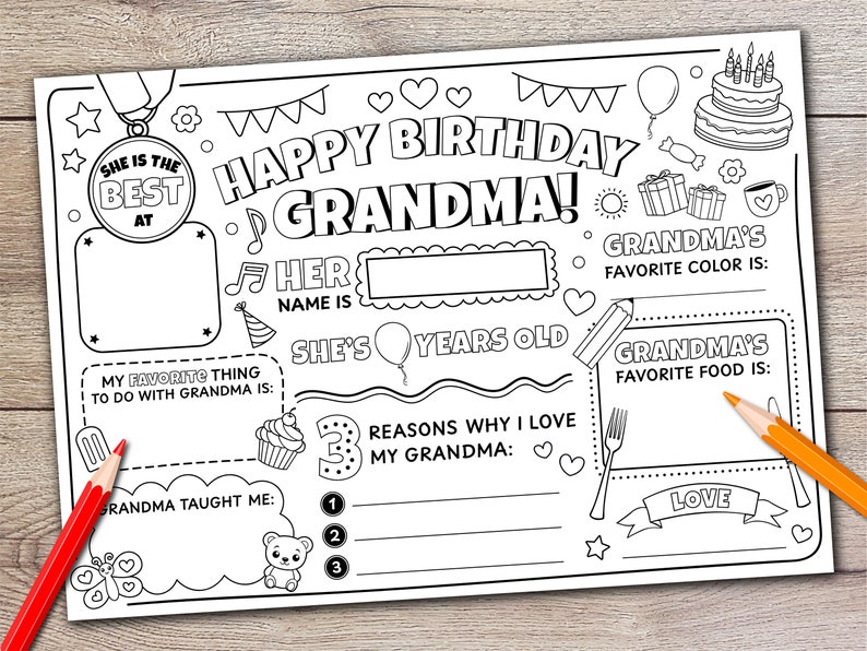 Happy Birthday Grandma Coloring Page Printable All About Grandma ...