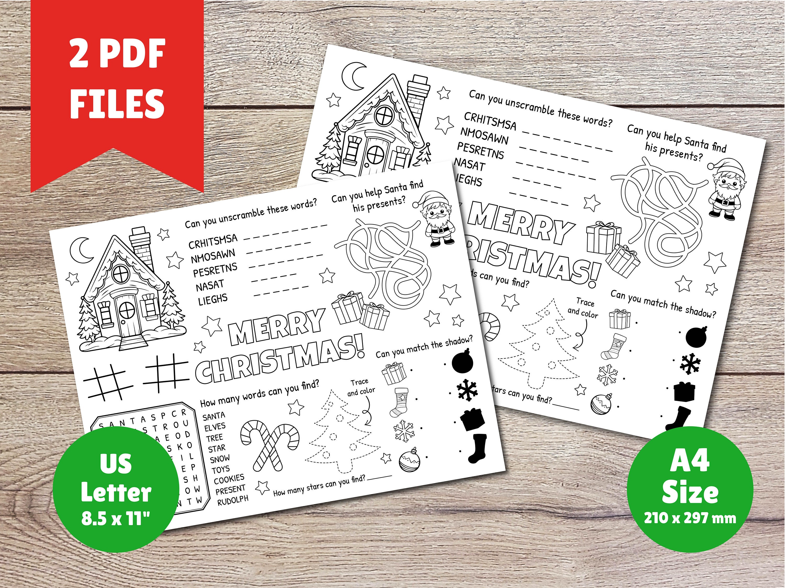 Christmas Activity Placemat Christmas Coloring Placemat Printable ...