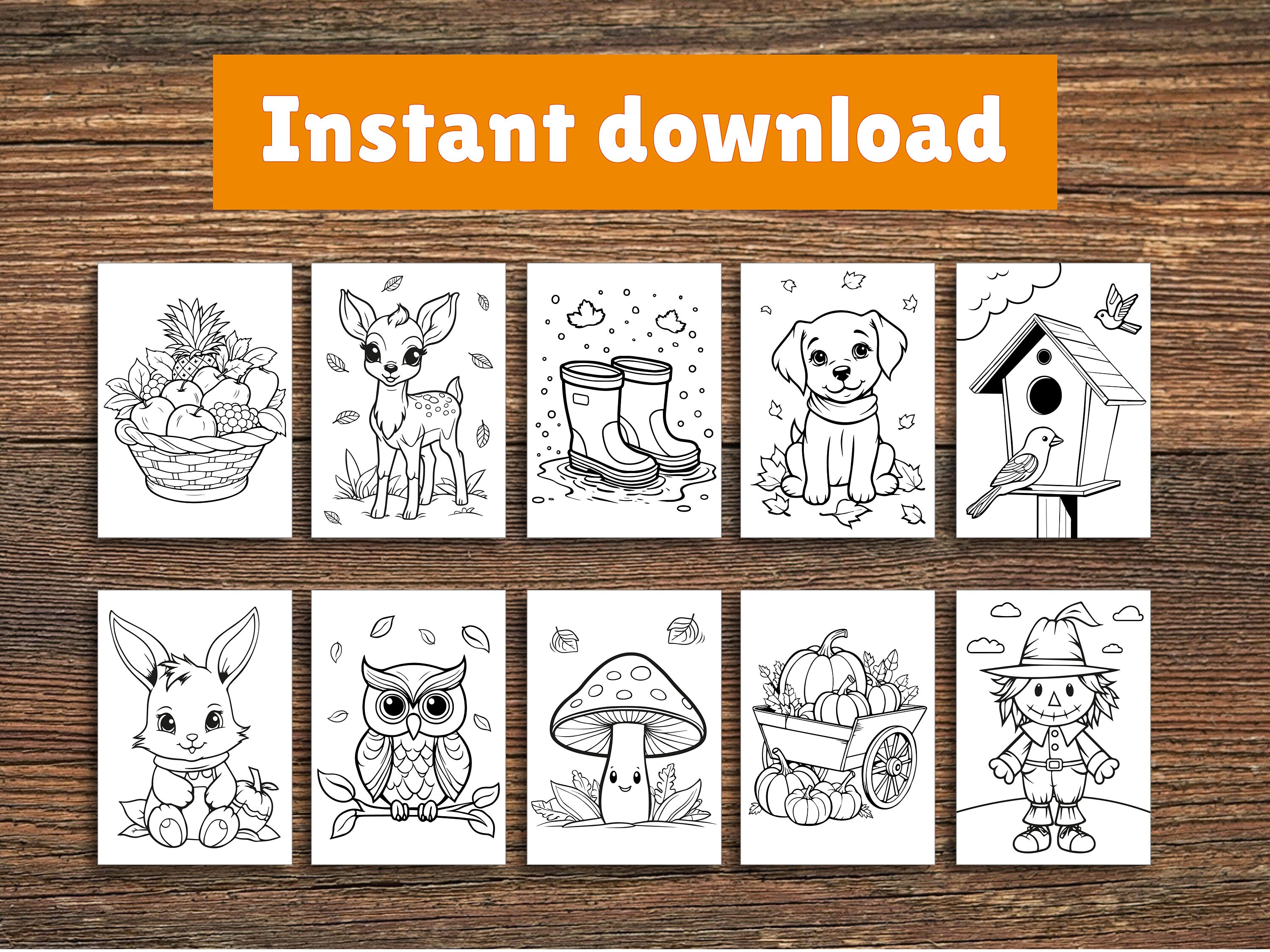 Fall Autumn Coloring Pages for Kids, Toddlers, Preschoolers Toddlers ...