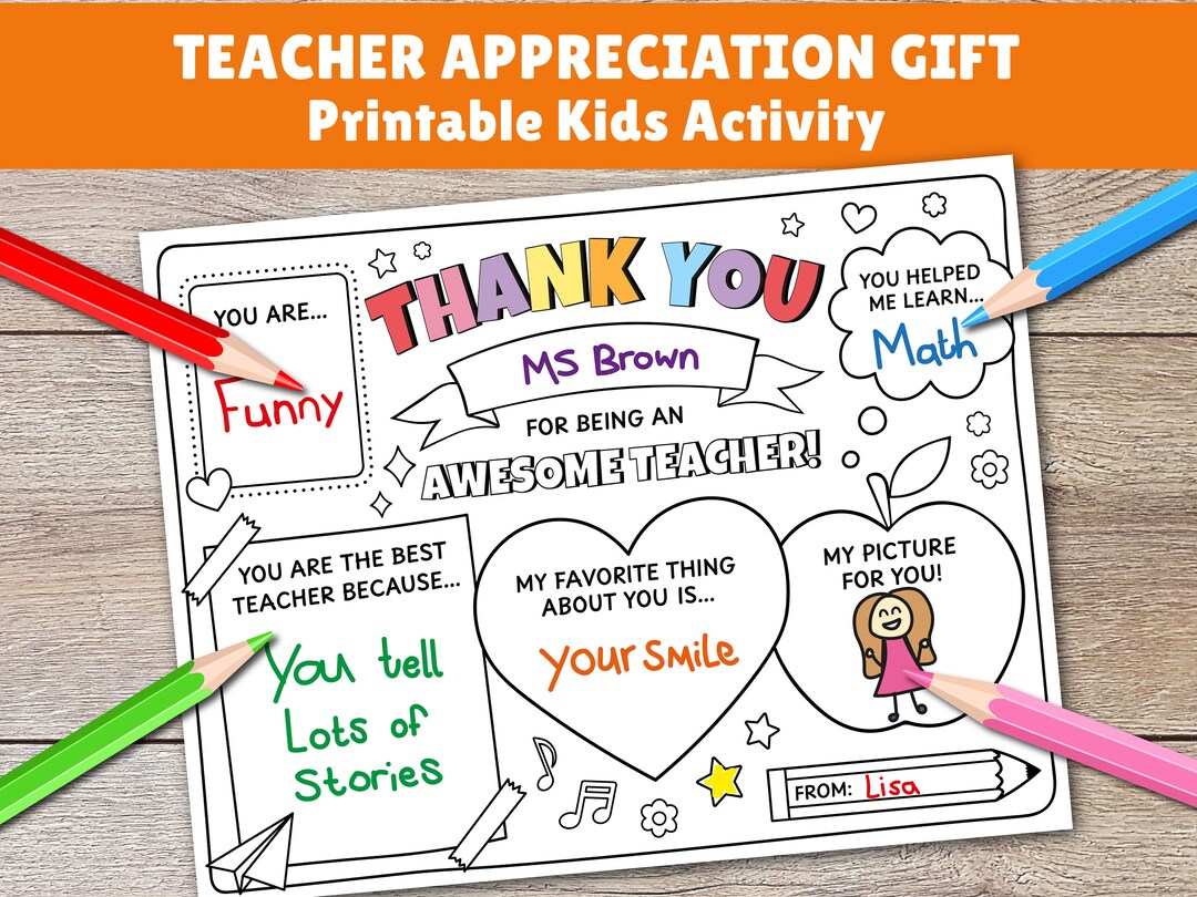 Teacher Appreciation Printable Teacher Appreciation Gift Thank You ...