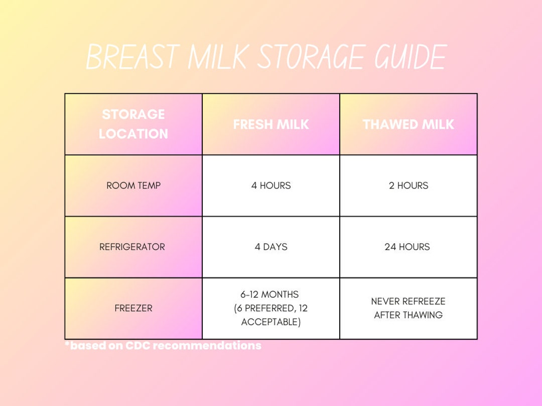 Breast Milk Storage Guide, Digital Pdf, Instant Download, Breastfeeding ...