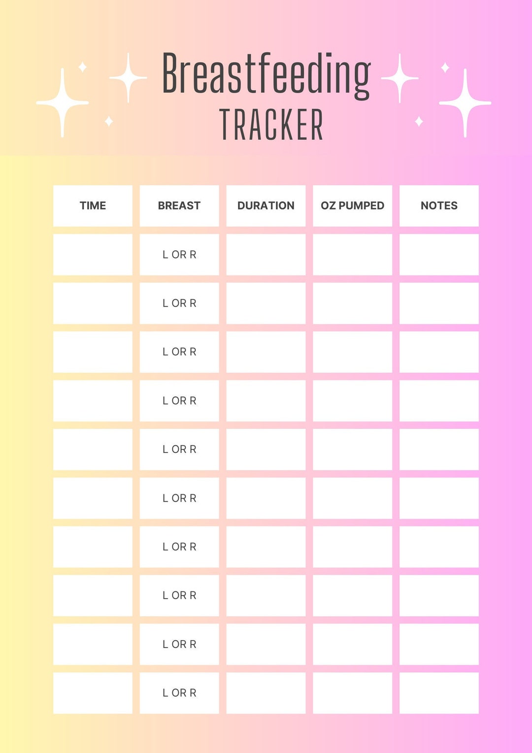 Breastfeeding Tracker, Digital Pdf, Instant Download, Breastfeeding ...
