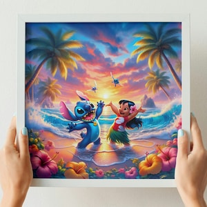 Lilo & Stitch Kids Room Poster: Beach Sunset Art (digital Download) - Etsy