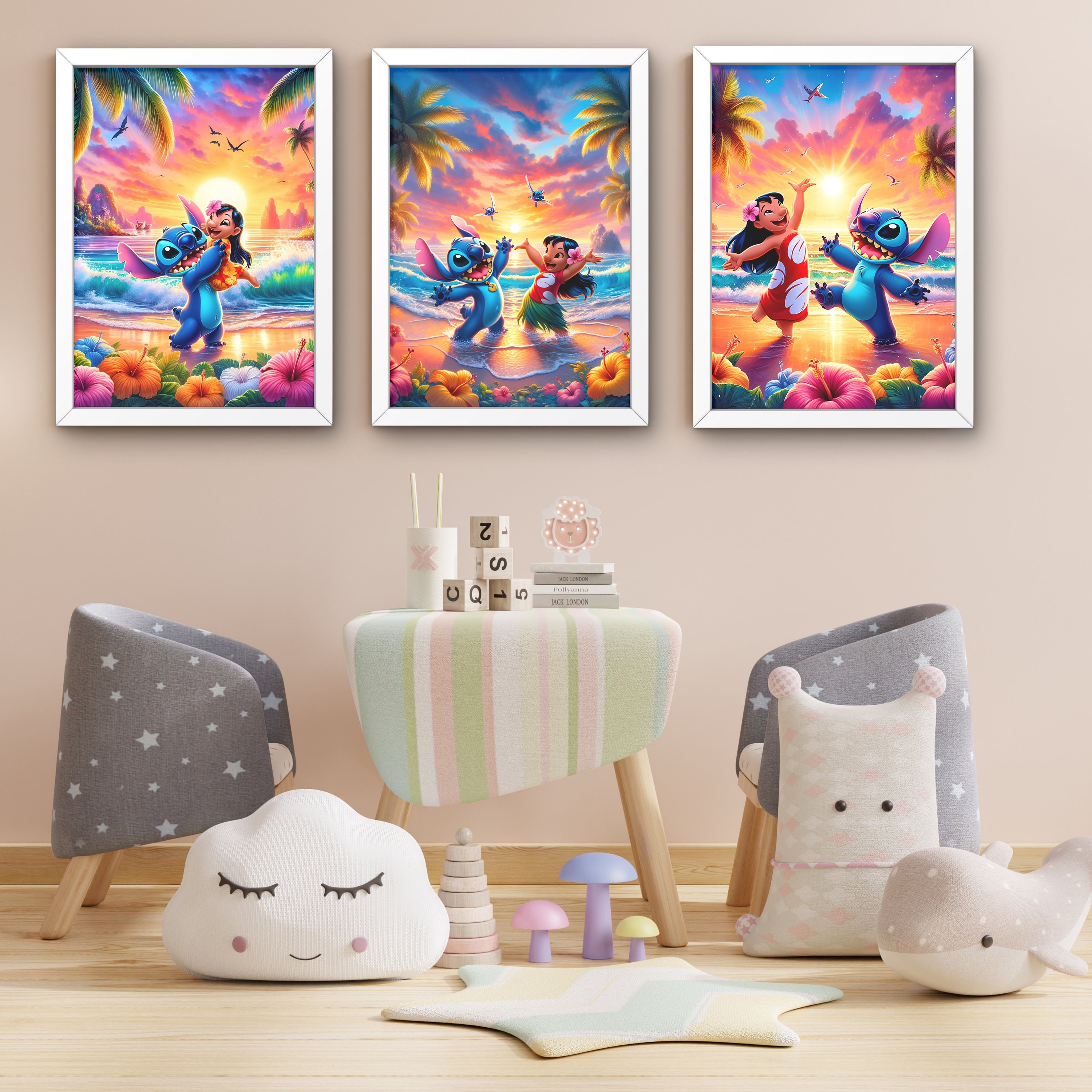 Lilo & Stitch Kids Room Poster: Beach Sunset Art (digital Download) - Etsy